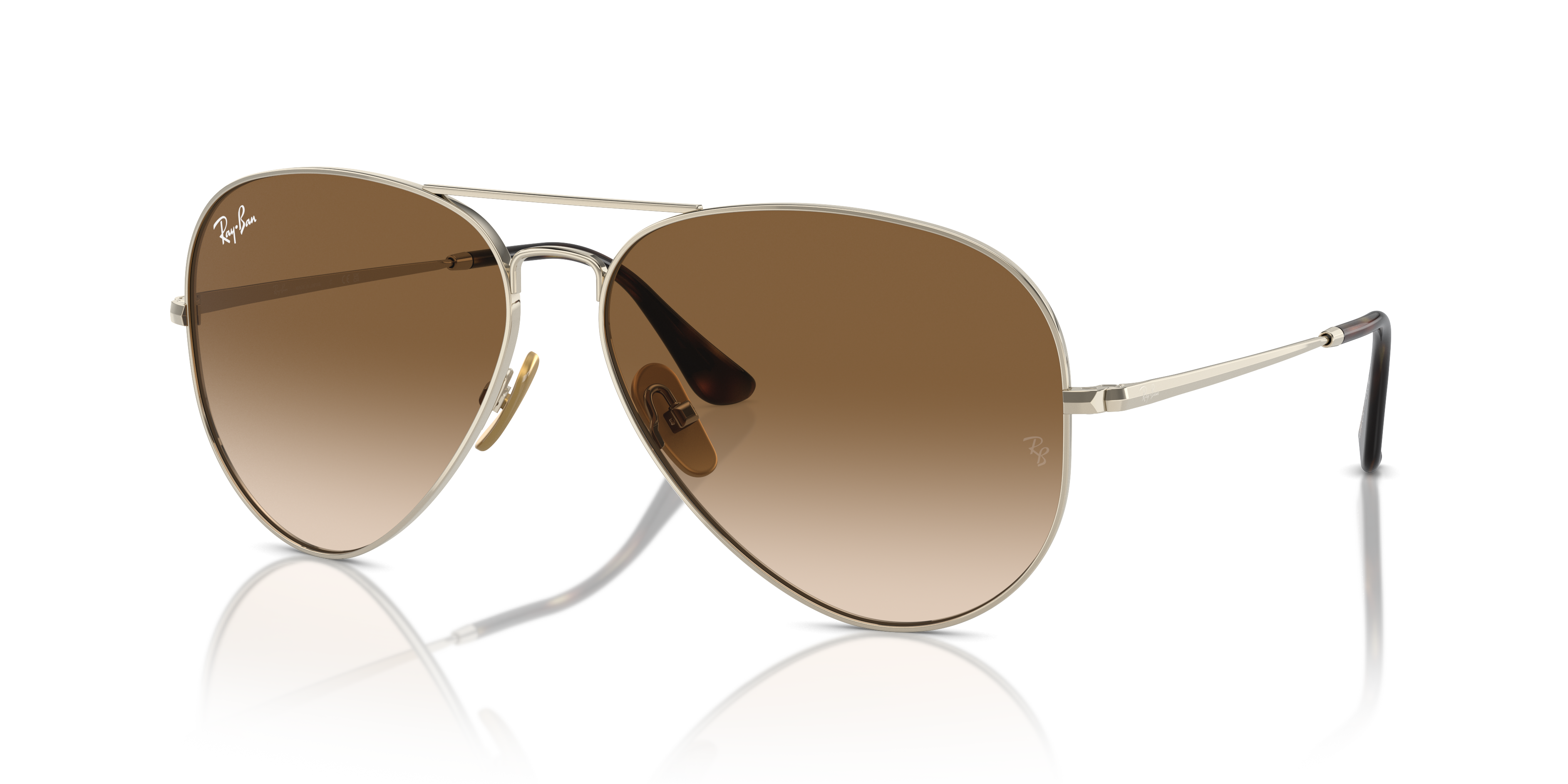Aviator Titanium Sunglasses In Arista Gold And Clear And Brown Rb8089
