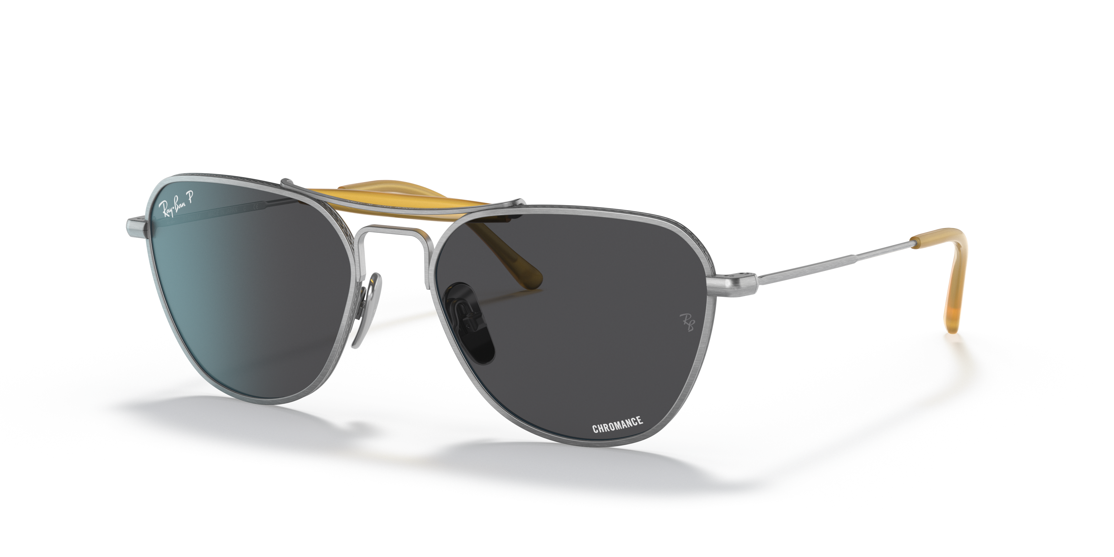 Rb8064 Titanium Sunglasses in Polished Silver and Polarized Dark Grey ...