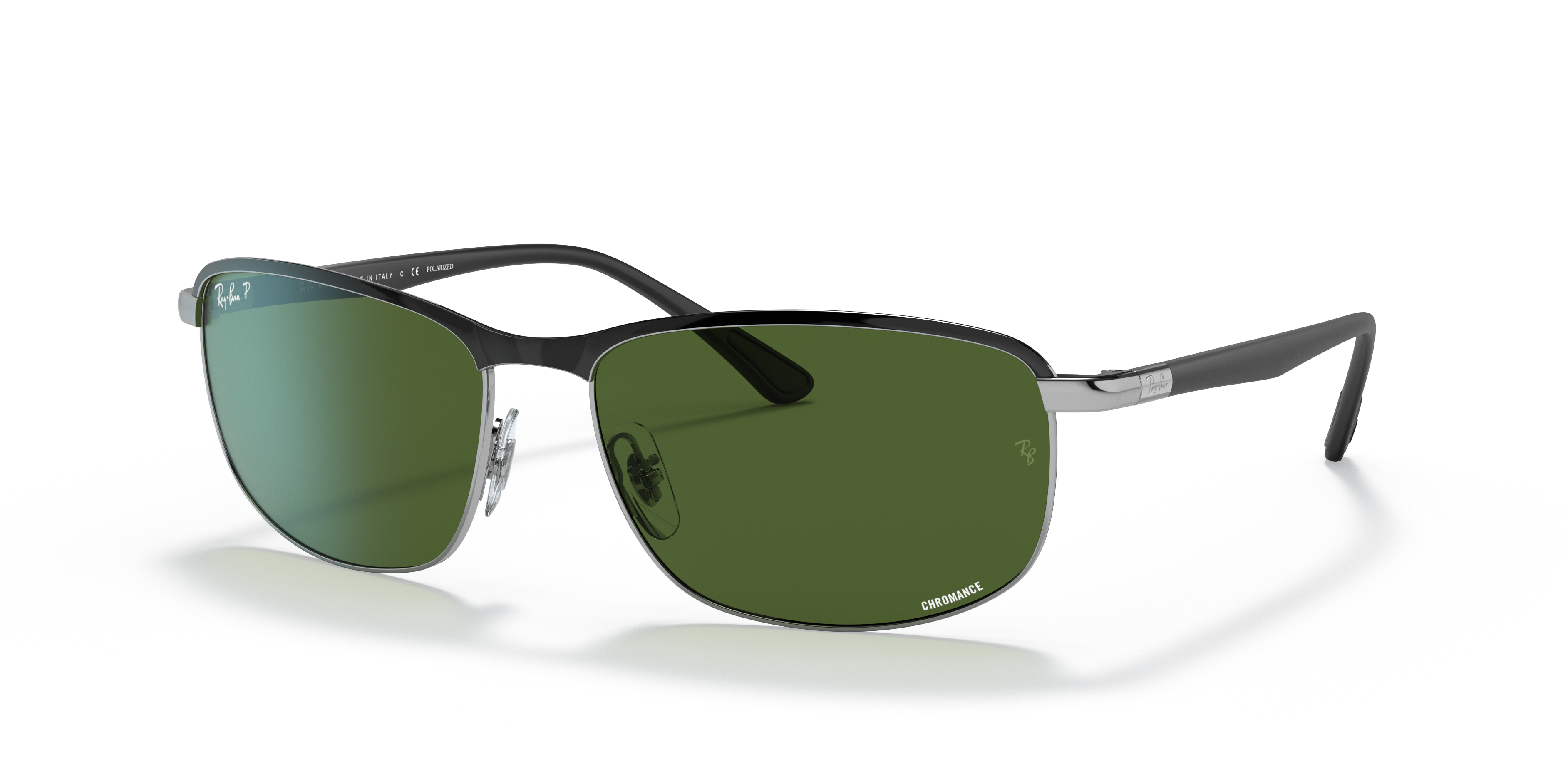 Rb3671ch Chromance Sunglasses in Black On Silver and Dark Green ...