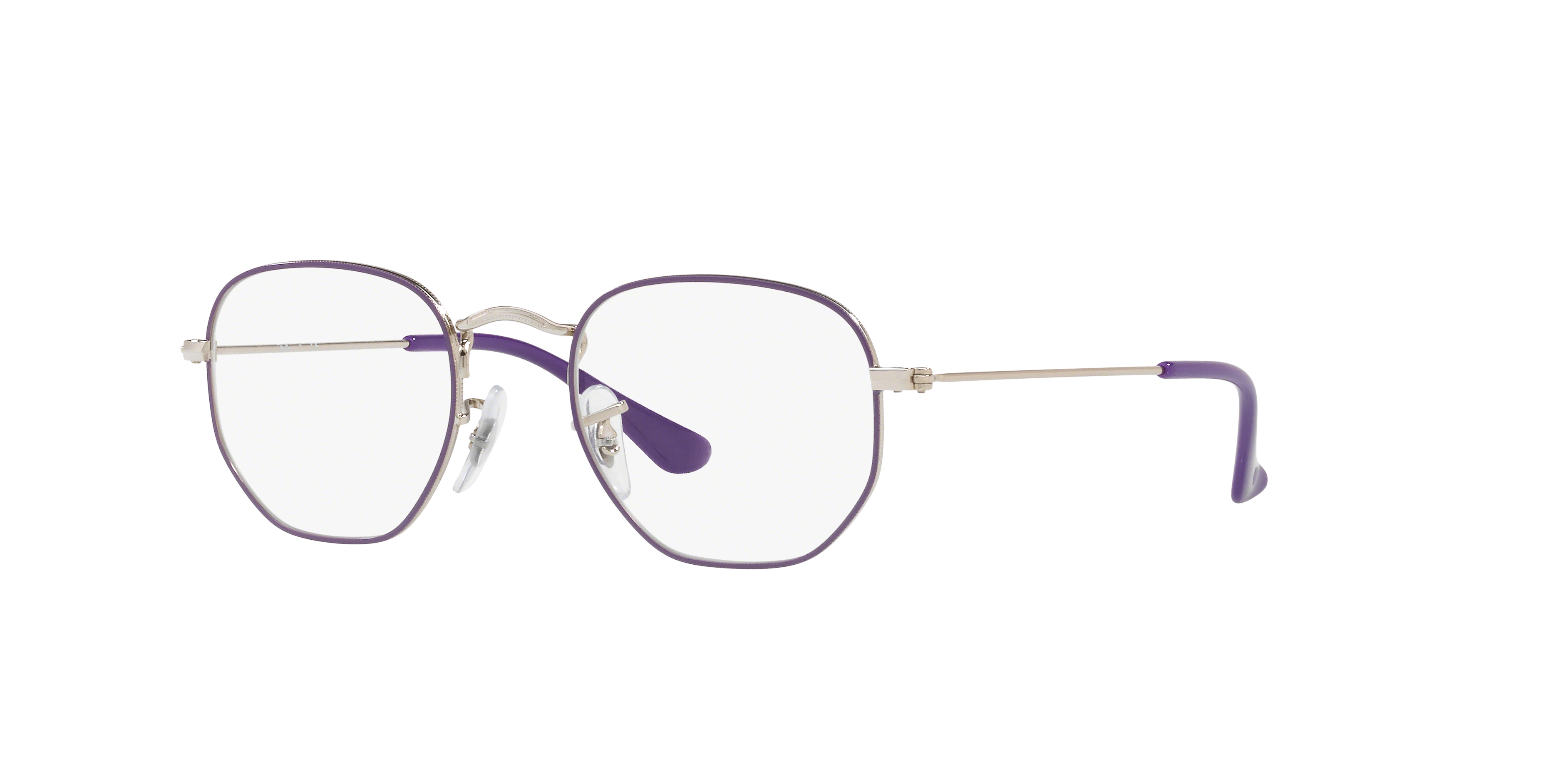 Hexagonal Optics Kids Eyeglasses with Violet On Silver Frame - RY9541V ...