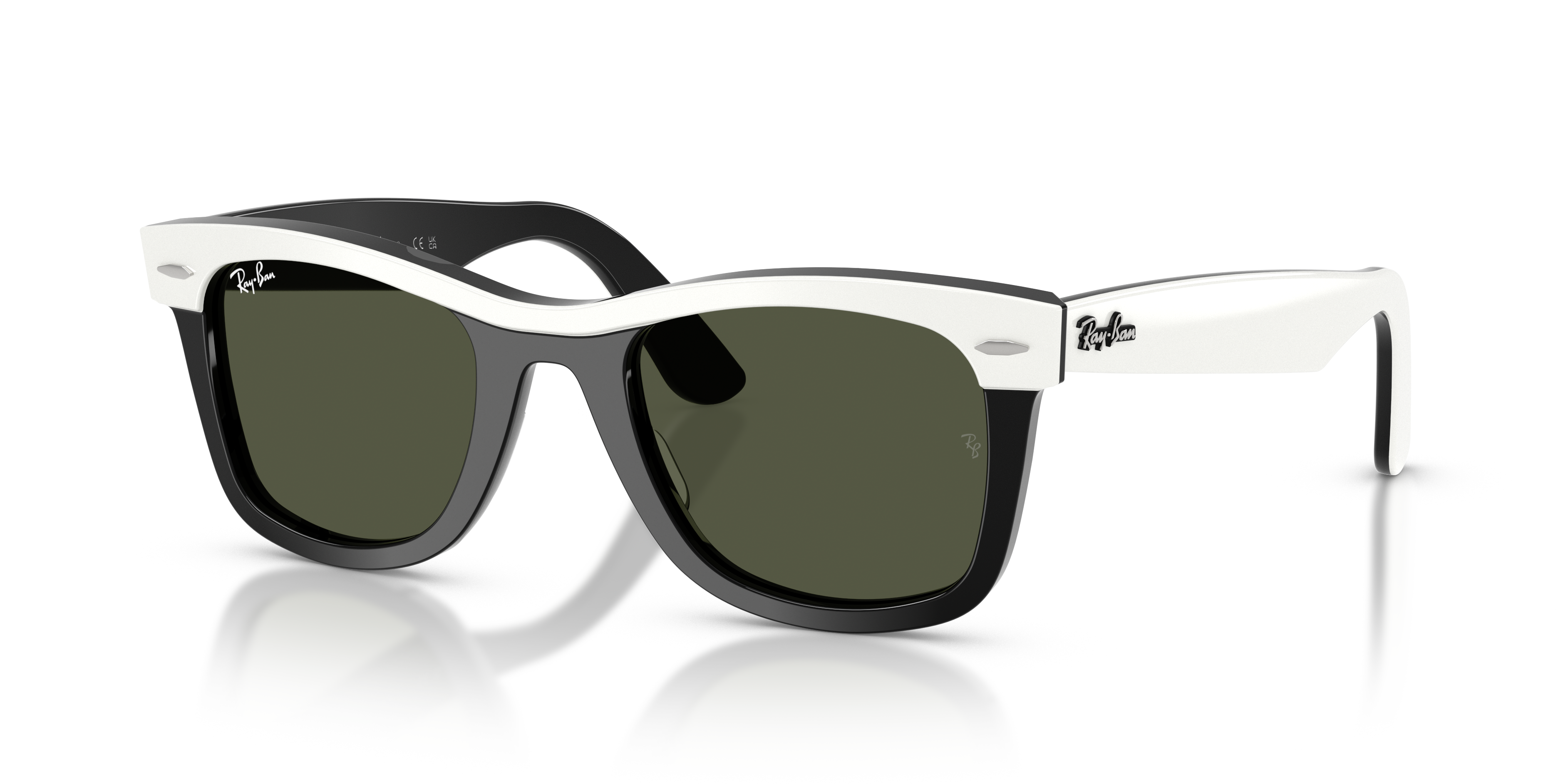 Les lunettes de soleil Wayfarer Street Neat en Blanc sur Noir et Vert ...