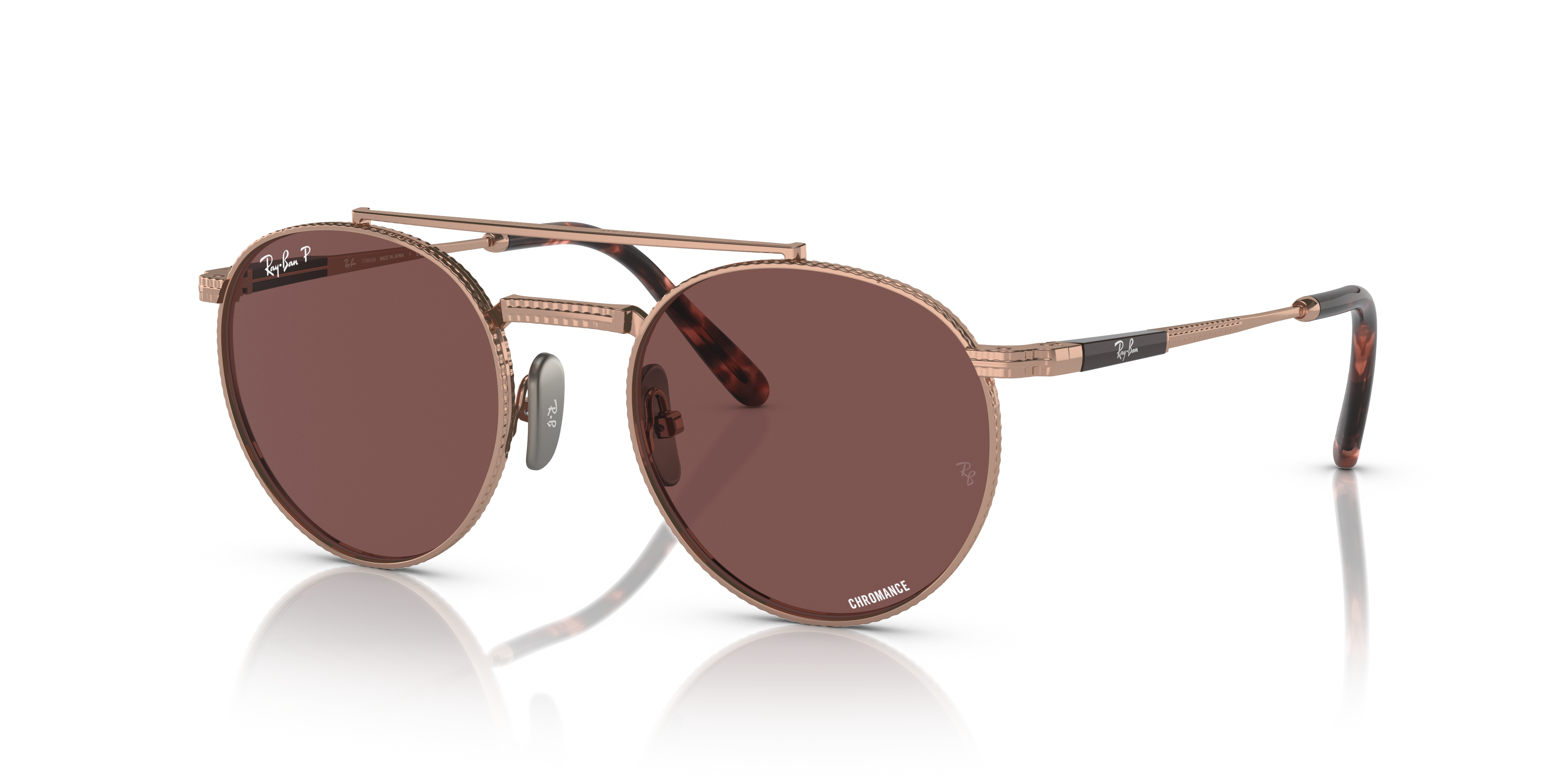 Round Ii Titanium Sunglasses in Polished Rose Gold and Dark Violet ...
