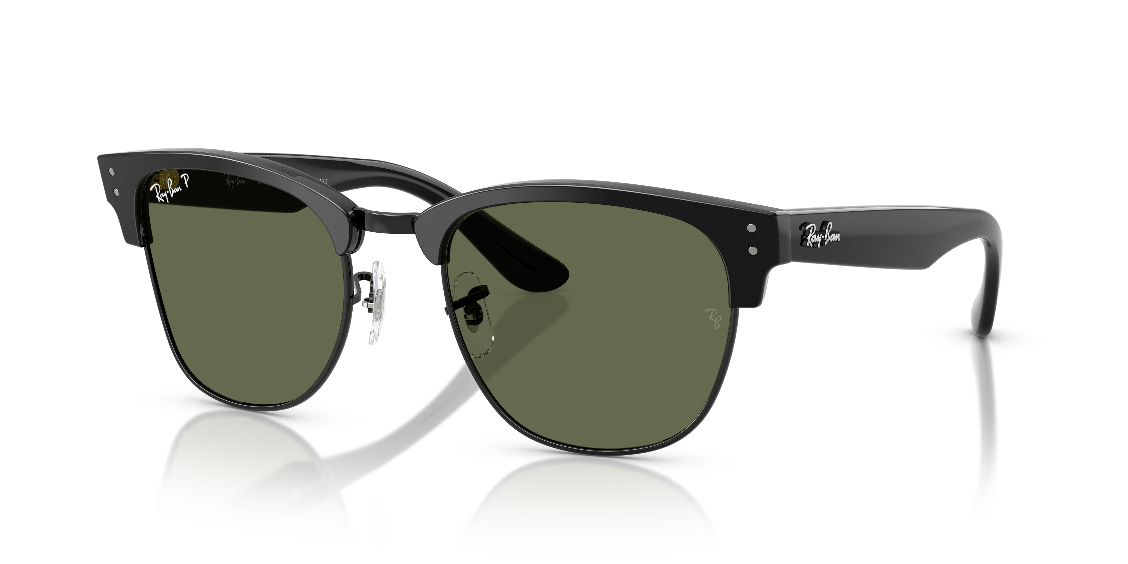Les lunettes de soleil Clubmaster Reverse en Noir sur Noir et Vert ...