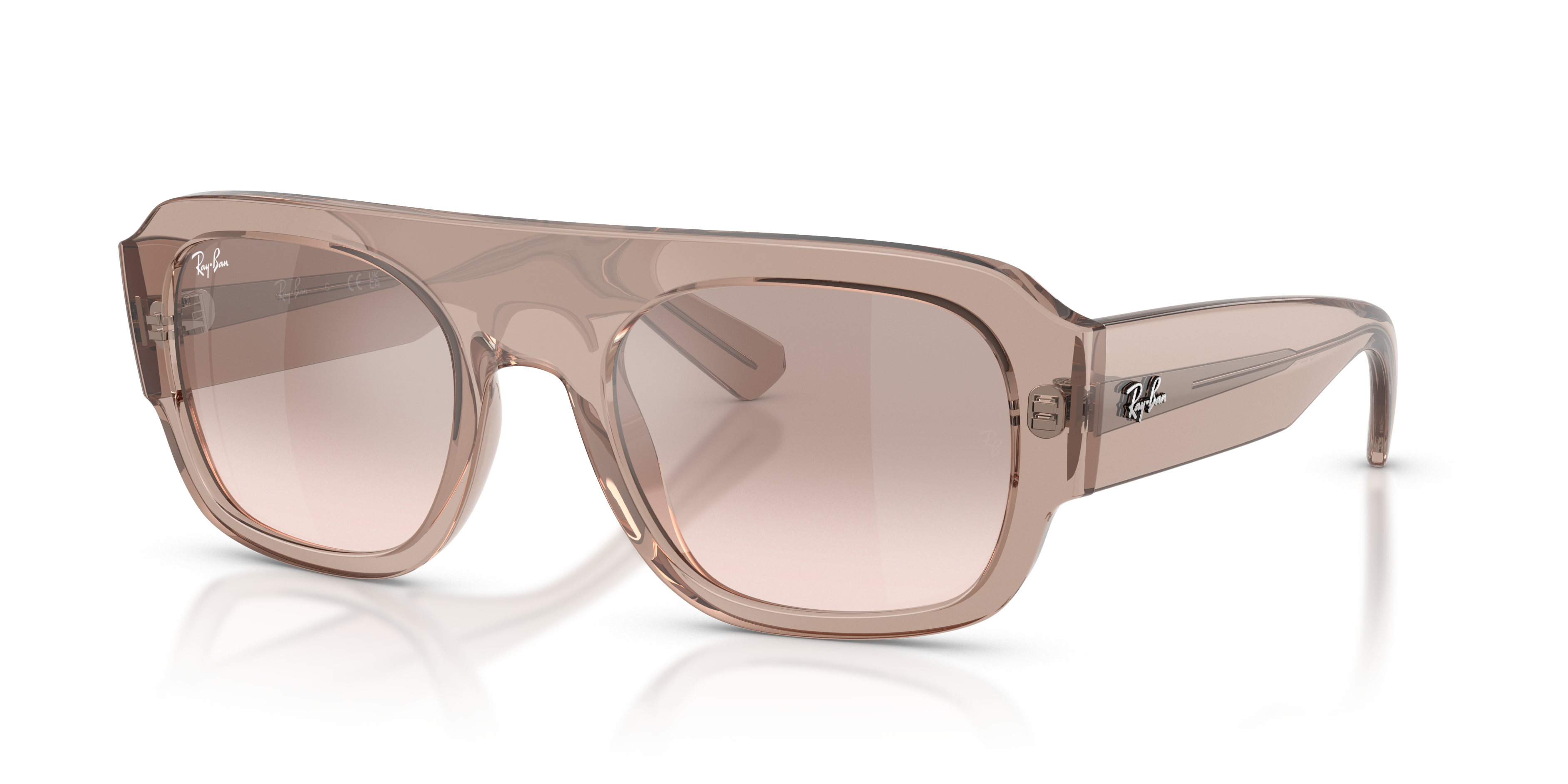 Rb2218 Sunglasses in Polished Transparent Light Brown and Brown Mirror ...