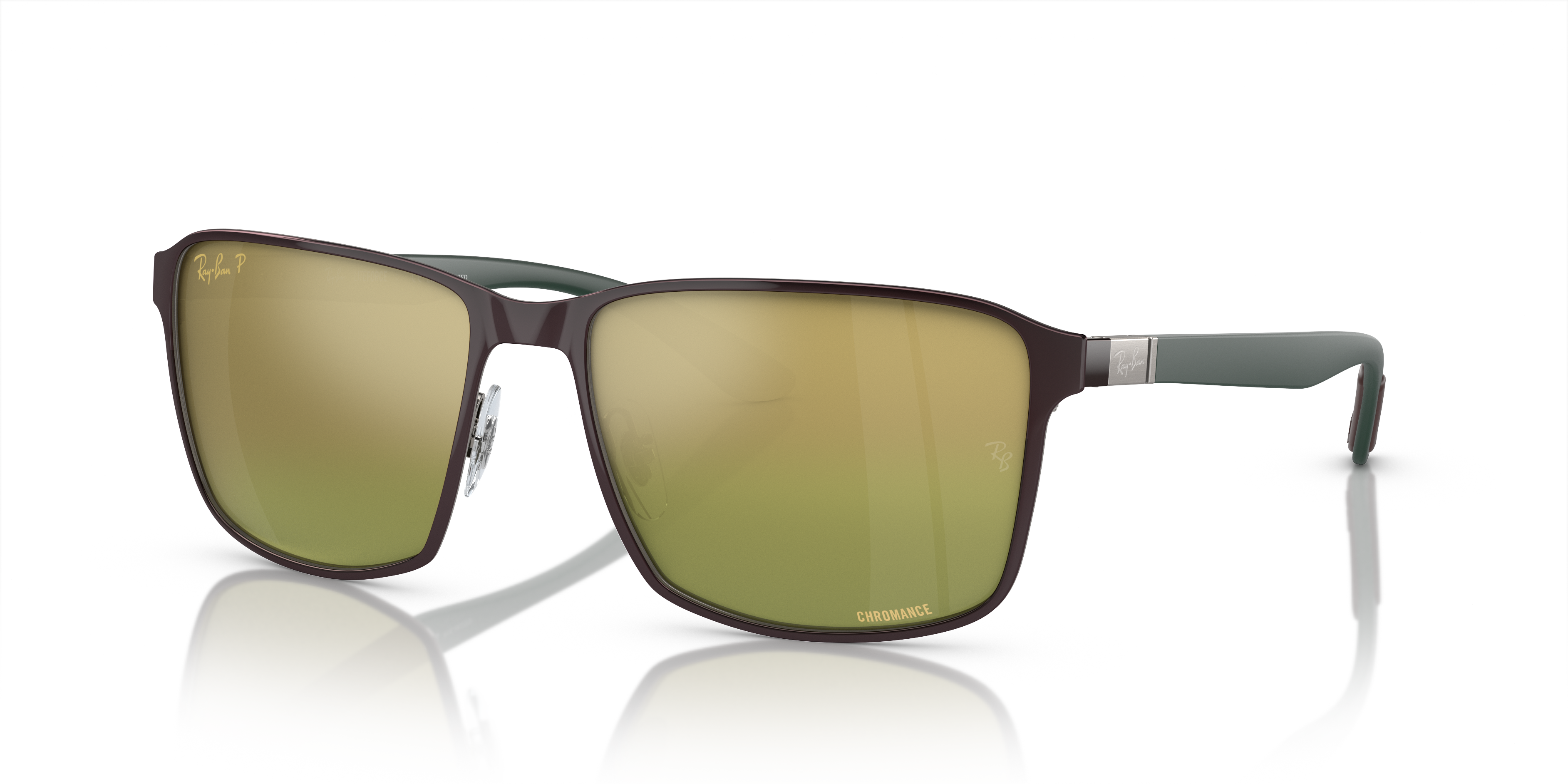 【レイバン公式ストア】 Ray-Ban® Rb3721ch Chromance サングラス | ガンメタル上にブラウン X グリーン/ゴールド ...