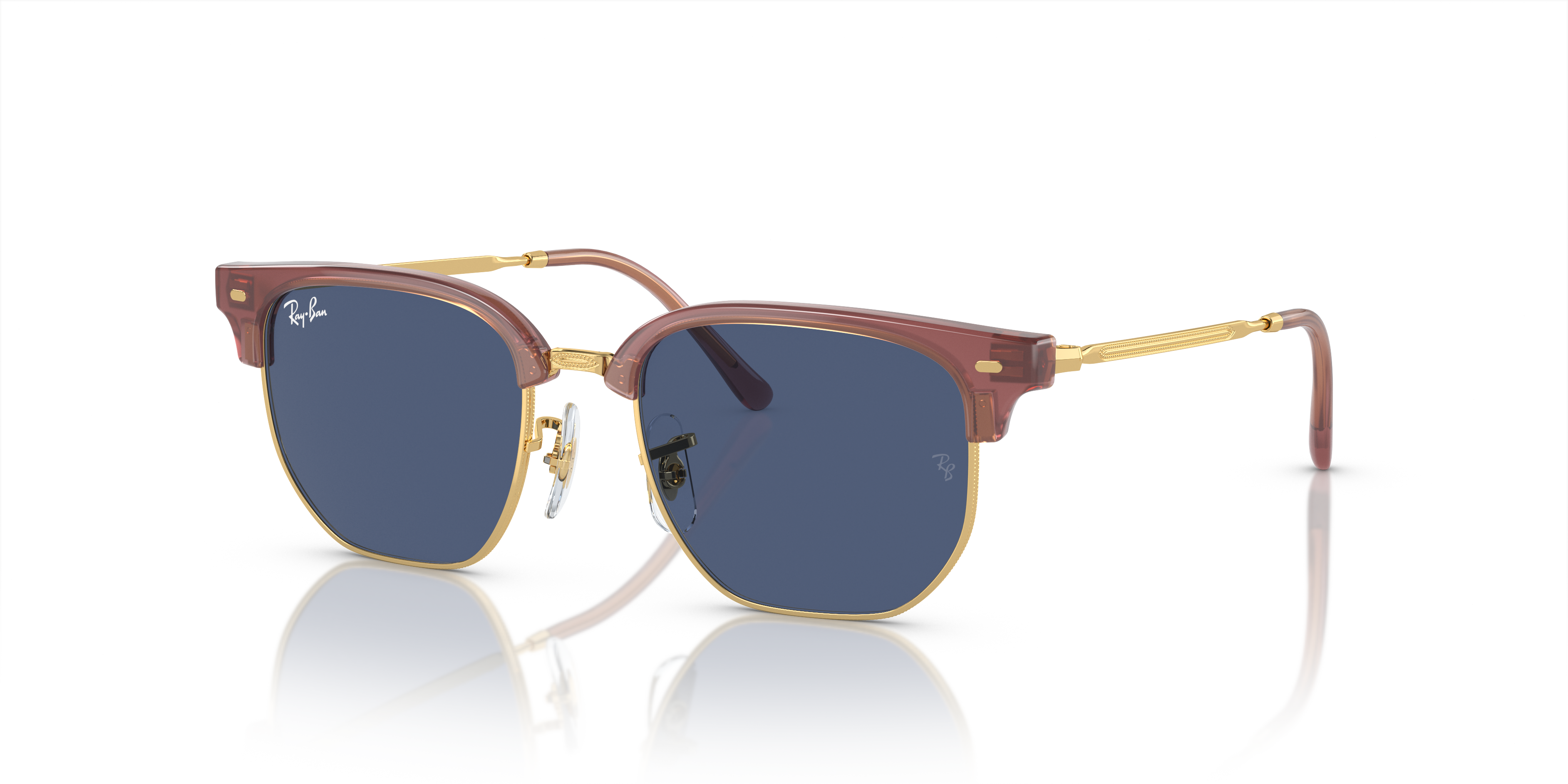 New Clubmaster Kids Sunglasses in Opal Pink On Gold and Dark Blue ...