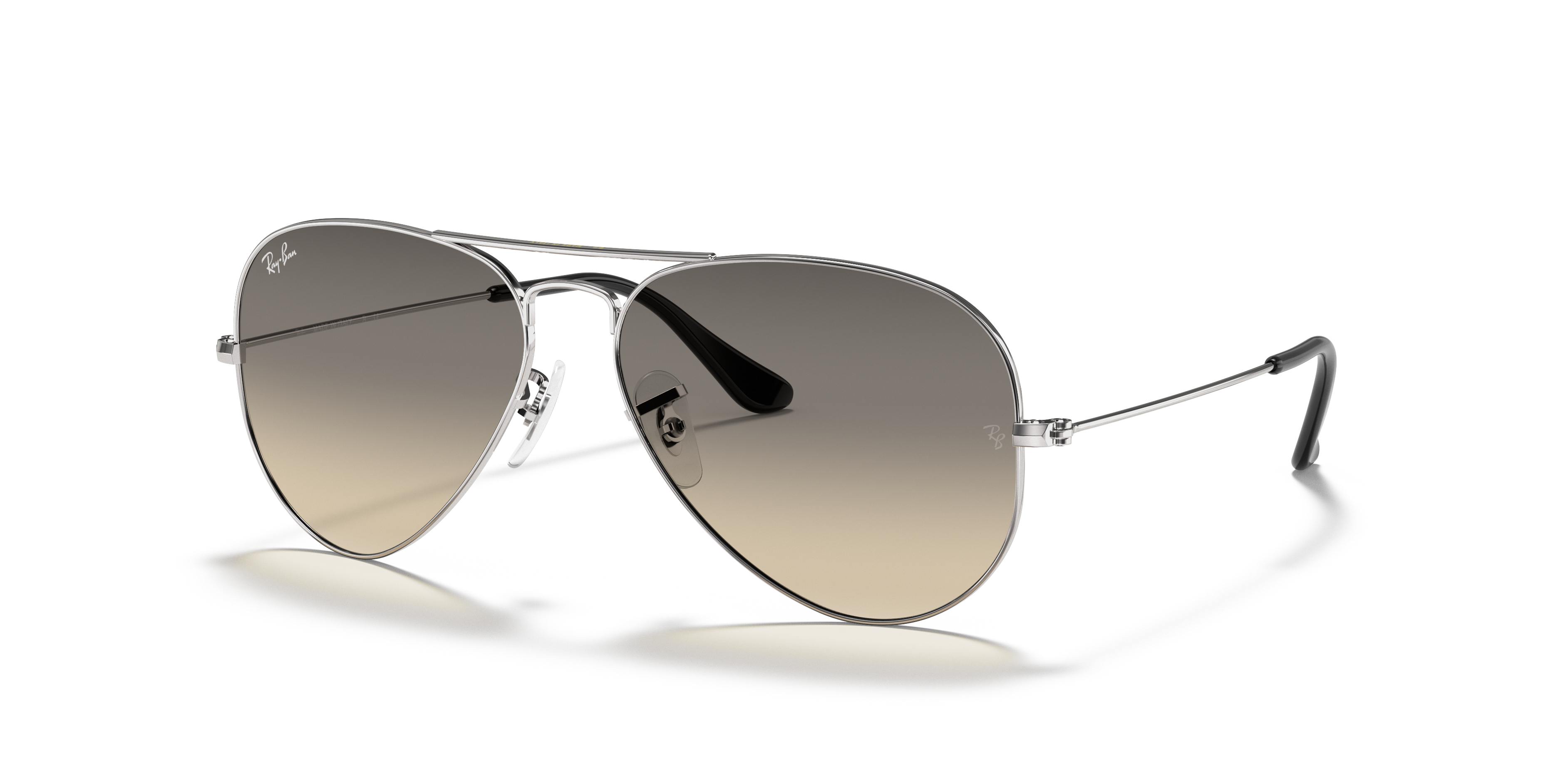 Aviator Gradient Sunglasses in Polished Silver and Grey Gradient (58-14 ...