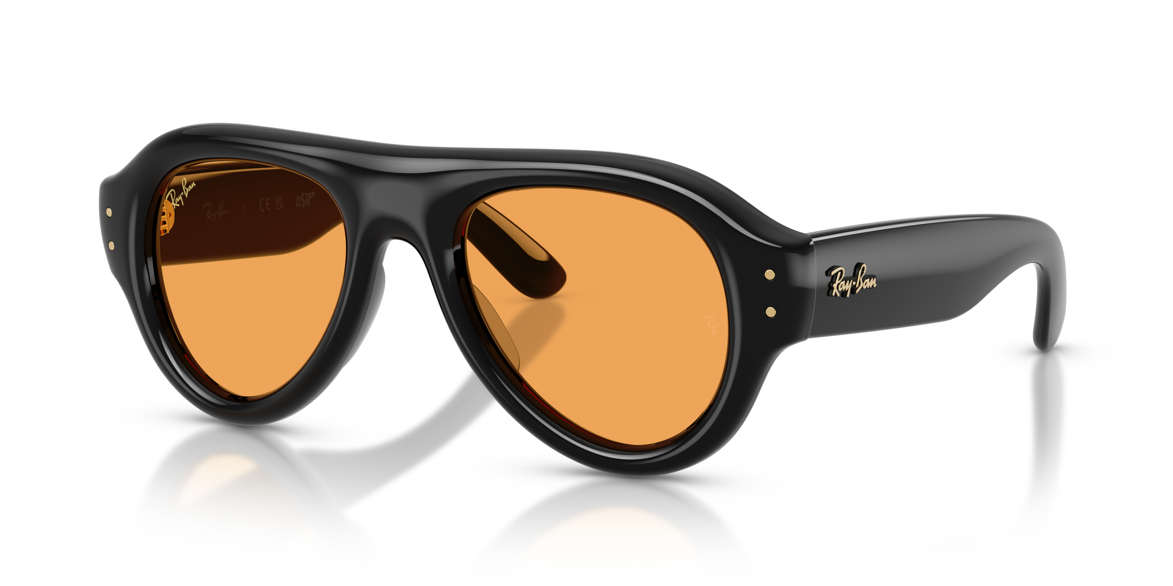 Aviator Puffer Sonnenbrillen in Glänzendes Schwarz und Orange (50-21 ...