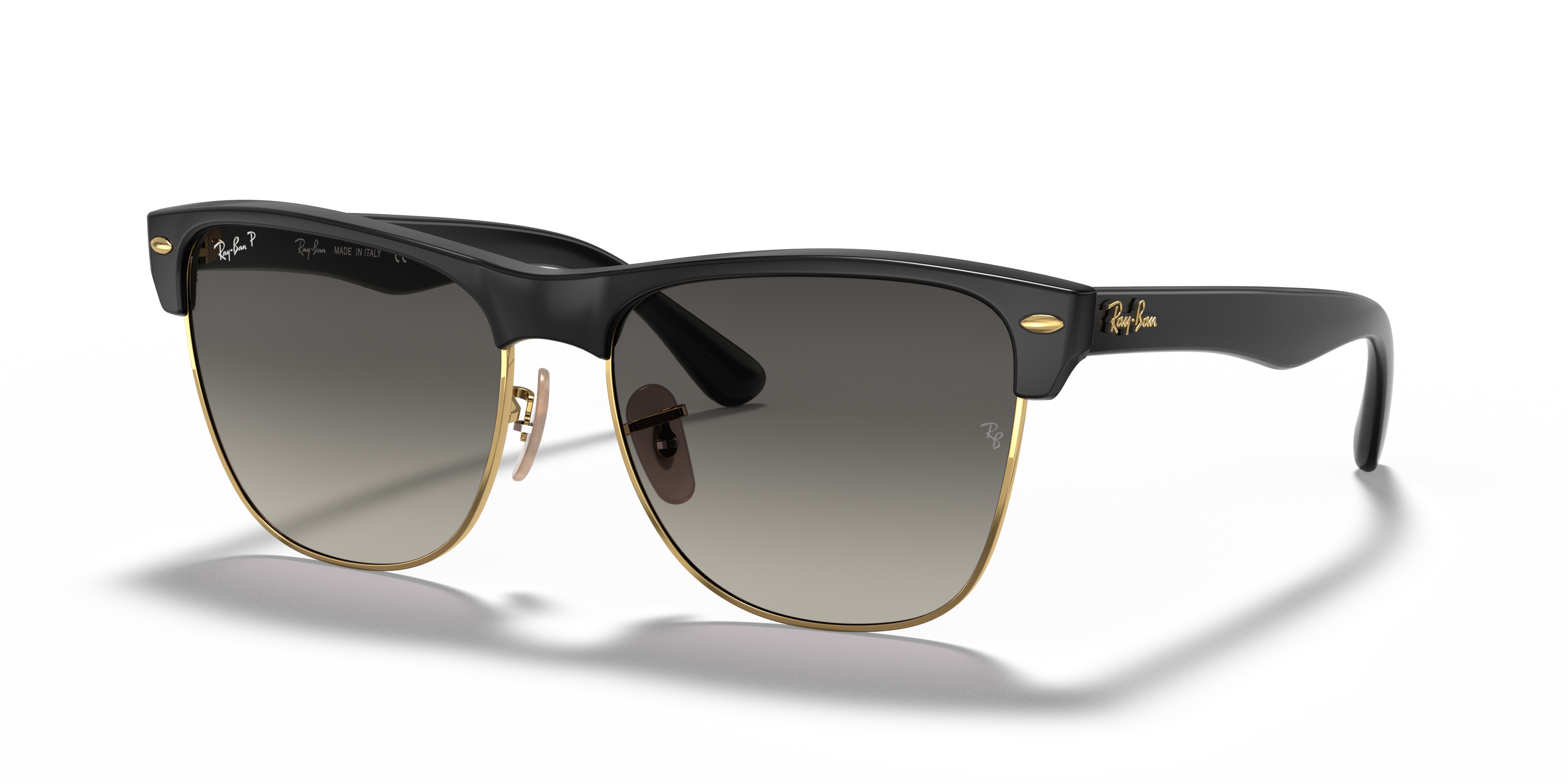 Clubmaster Oversized Sunglasses in Matte Black and Grey Polarized (57 ...