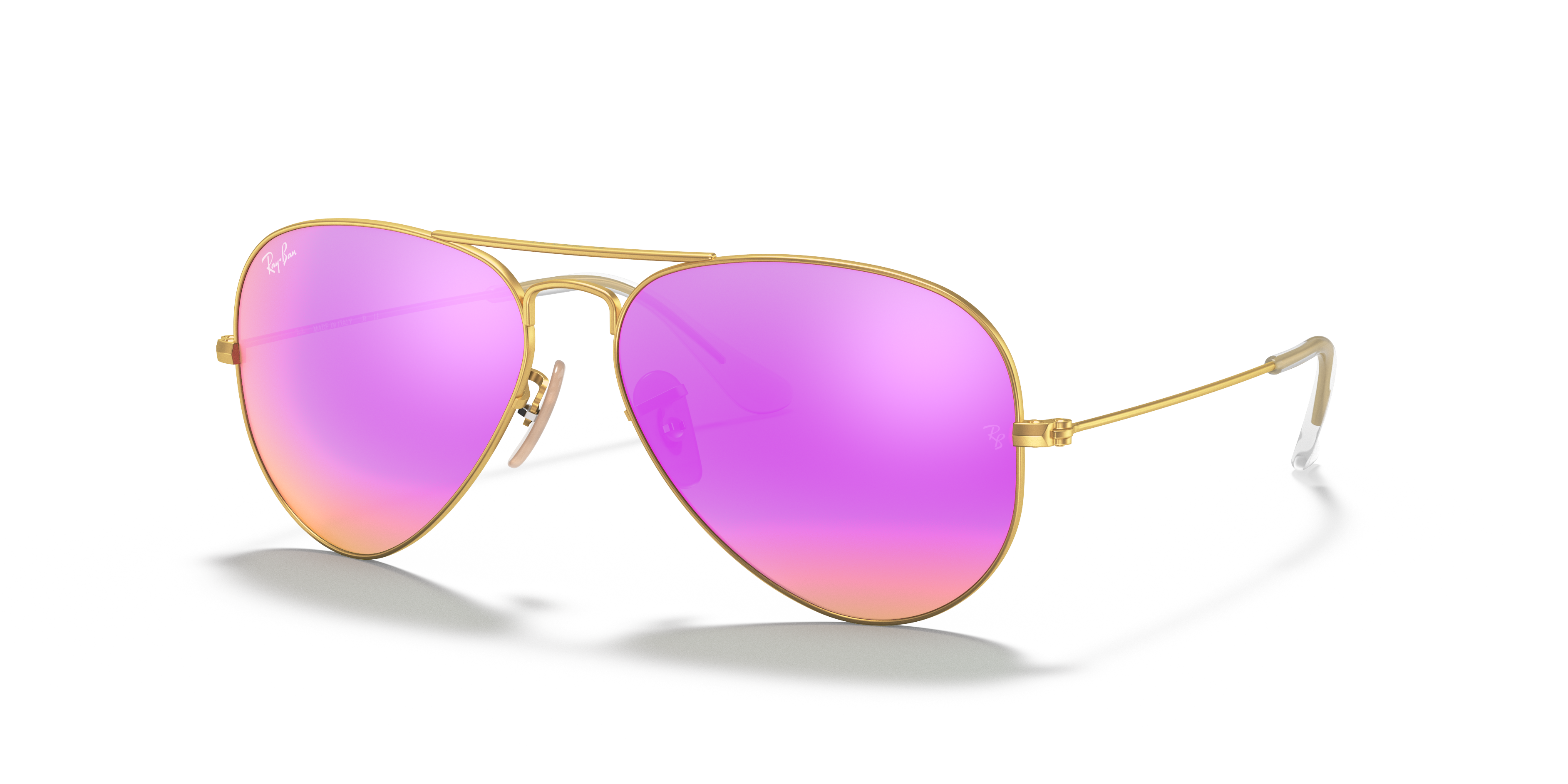 Aviator Flash Lenses Sunglasses in Gold and Cyclamen Flash - RB3025 ...