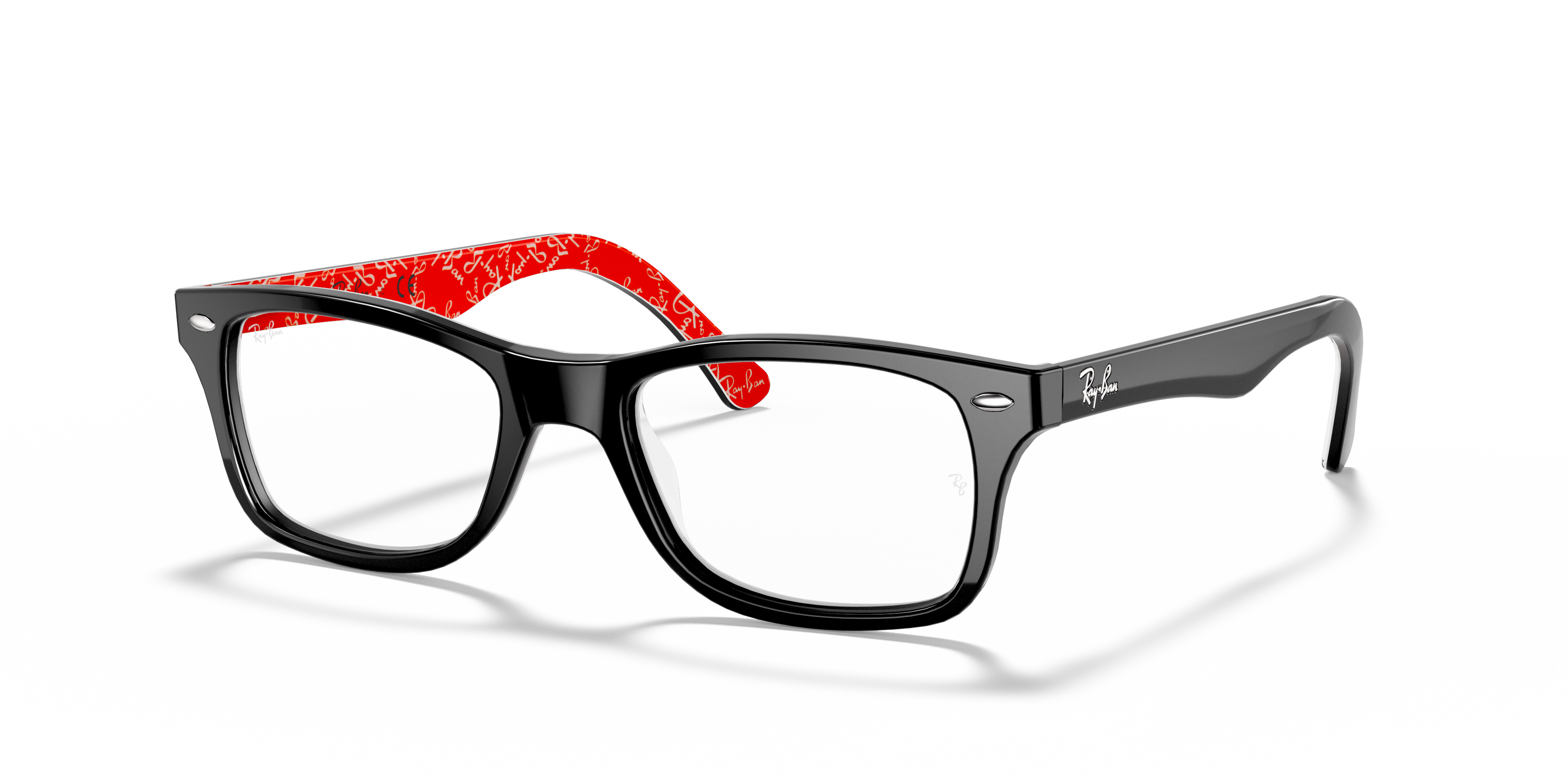 Rb5228 Optics Eyeglasses with Polished Black On Red Frame (53-17 ...