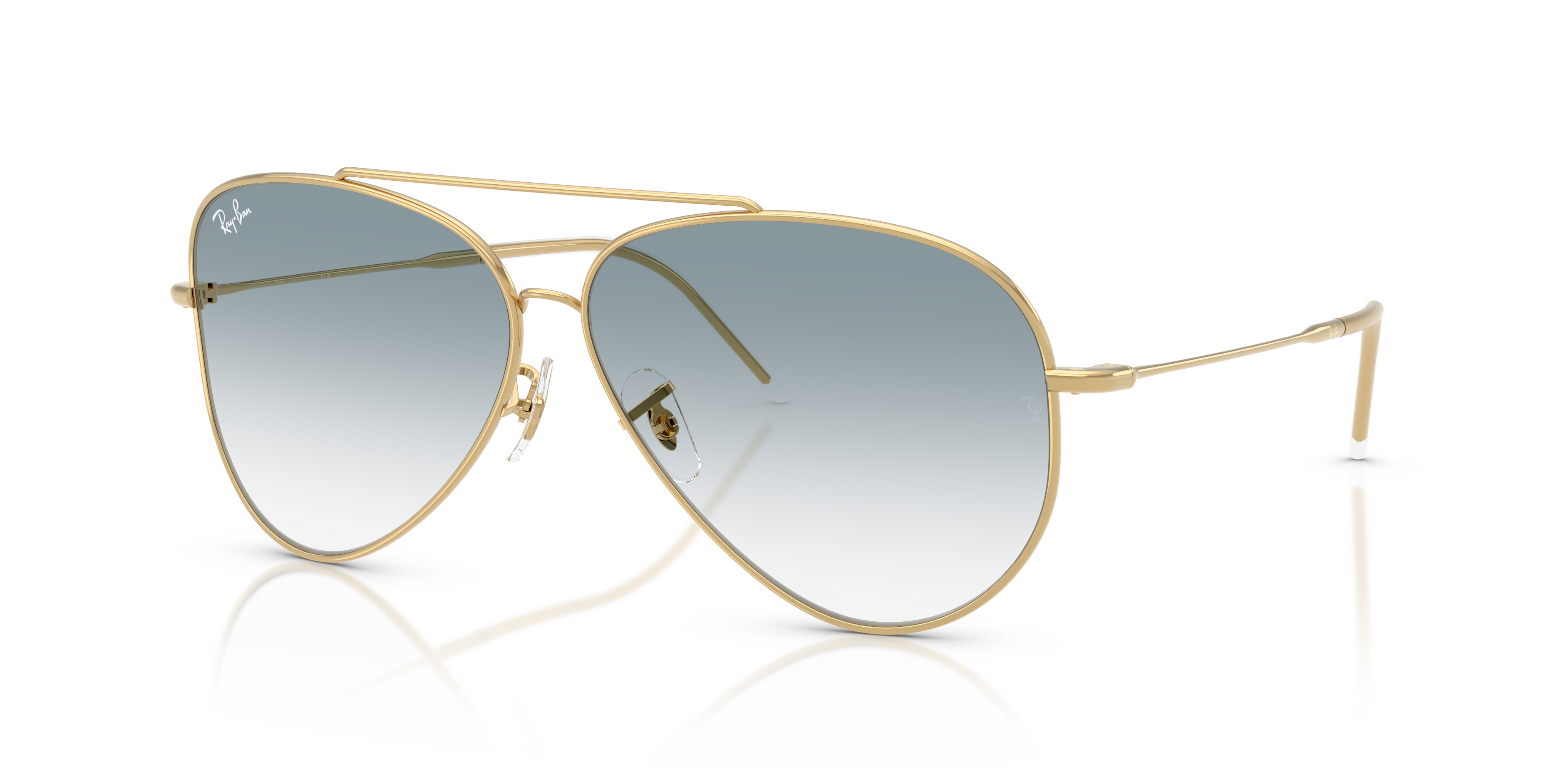 Aviator Reverse Sunglasses in Arista Gold and Clear Gradient Blue ...