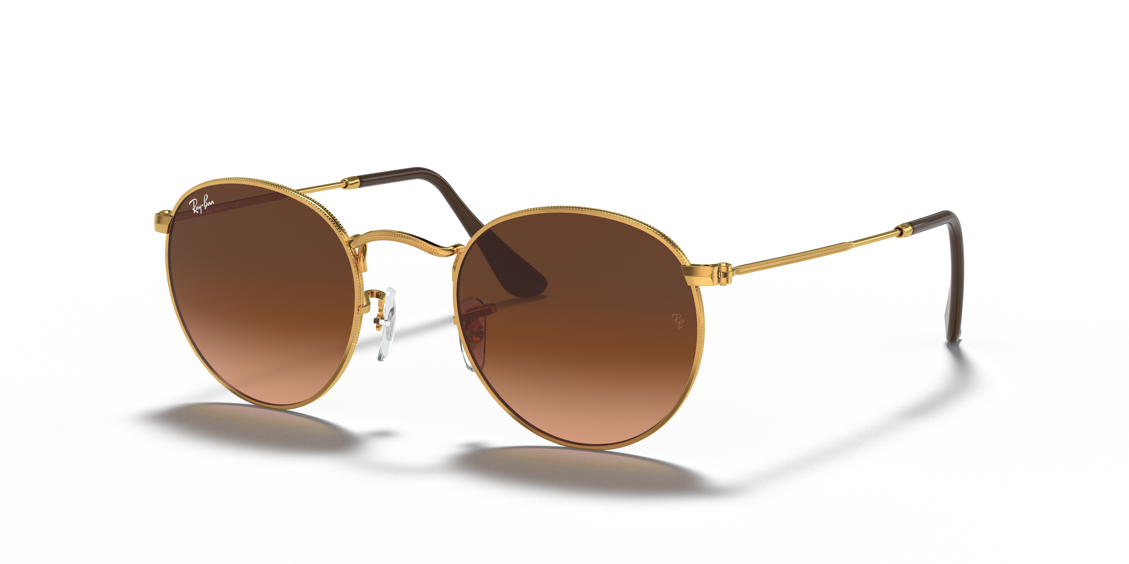 Round Metal Sunglasses in Light Bronze and Pink/Brown Gradient - RB3447 ...