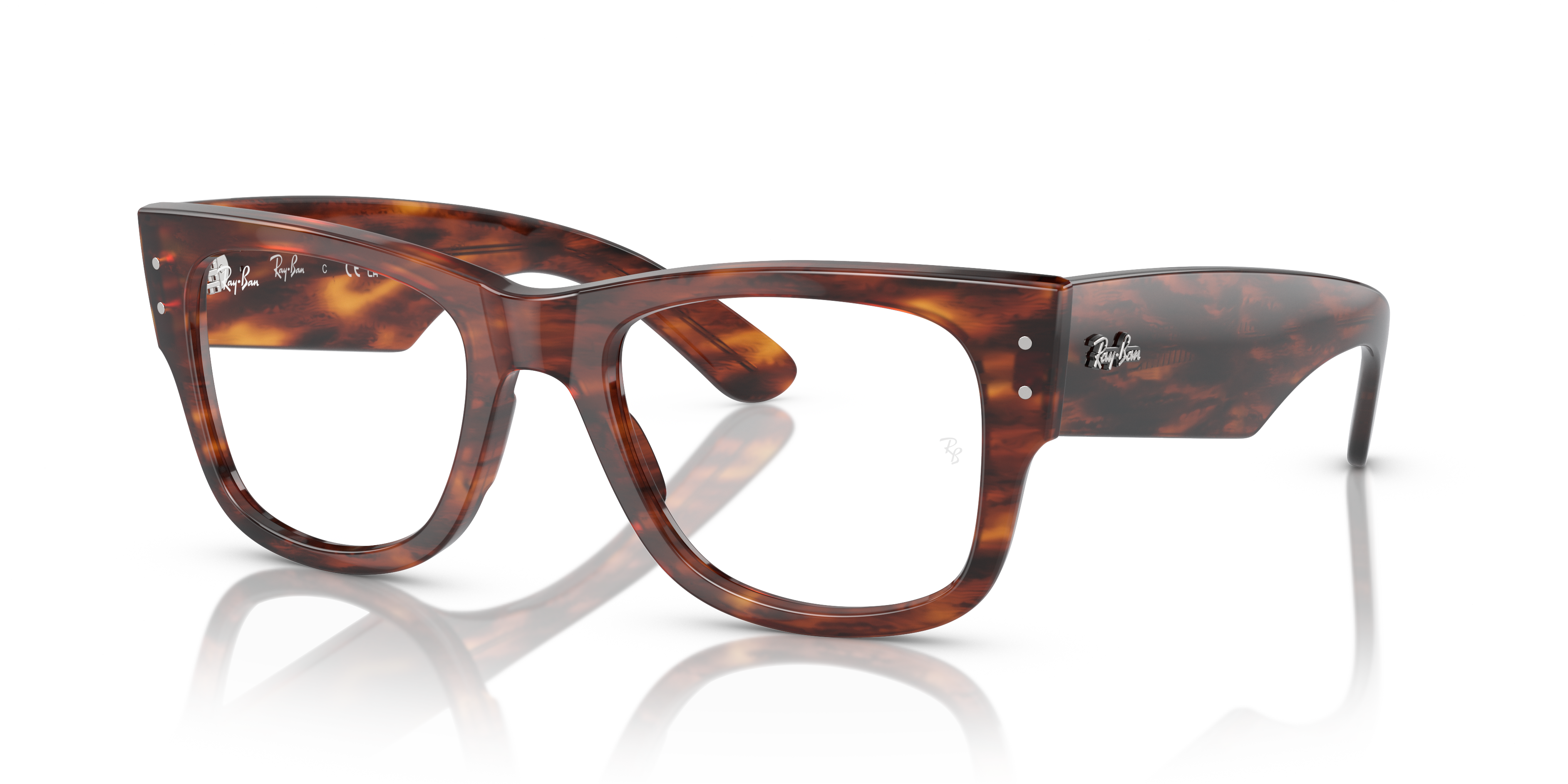Mega Wayfarer Optics Eyeglasses with Striped Havana Frame - RB0840V ...
