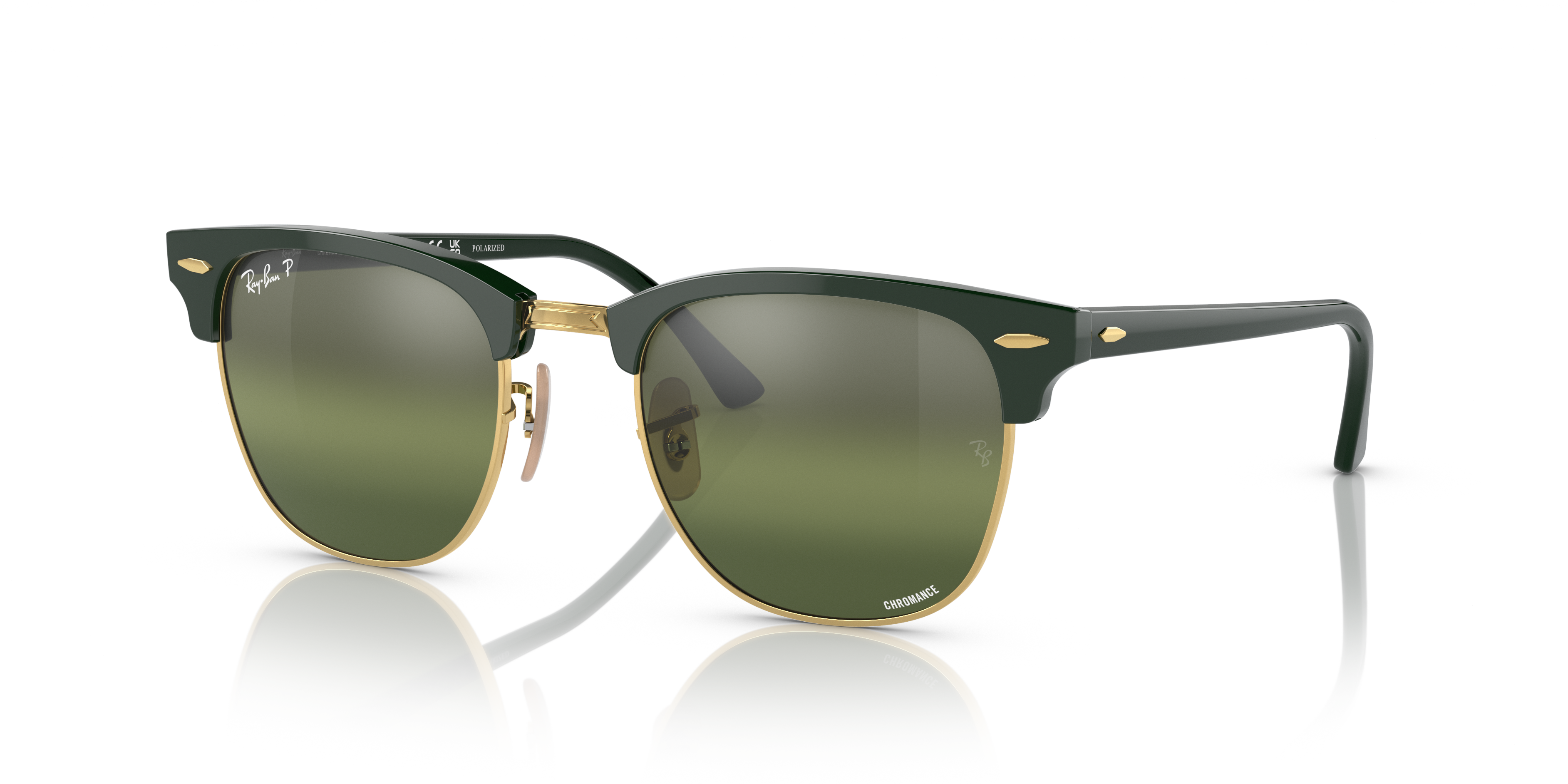 Clubmaster Chromance Sunglasses in Green On Gold and Silver/Green ...