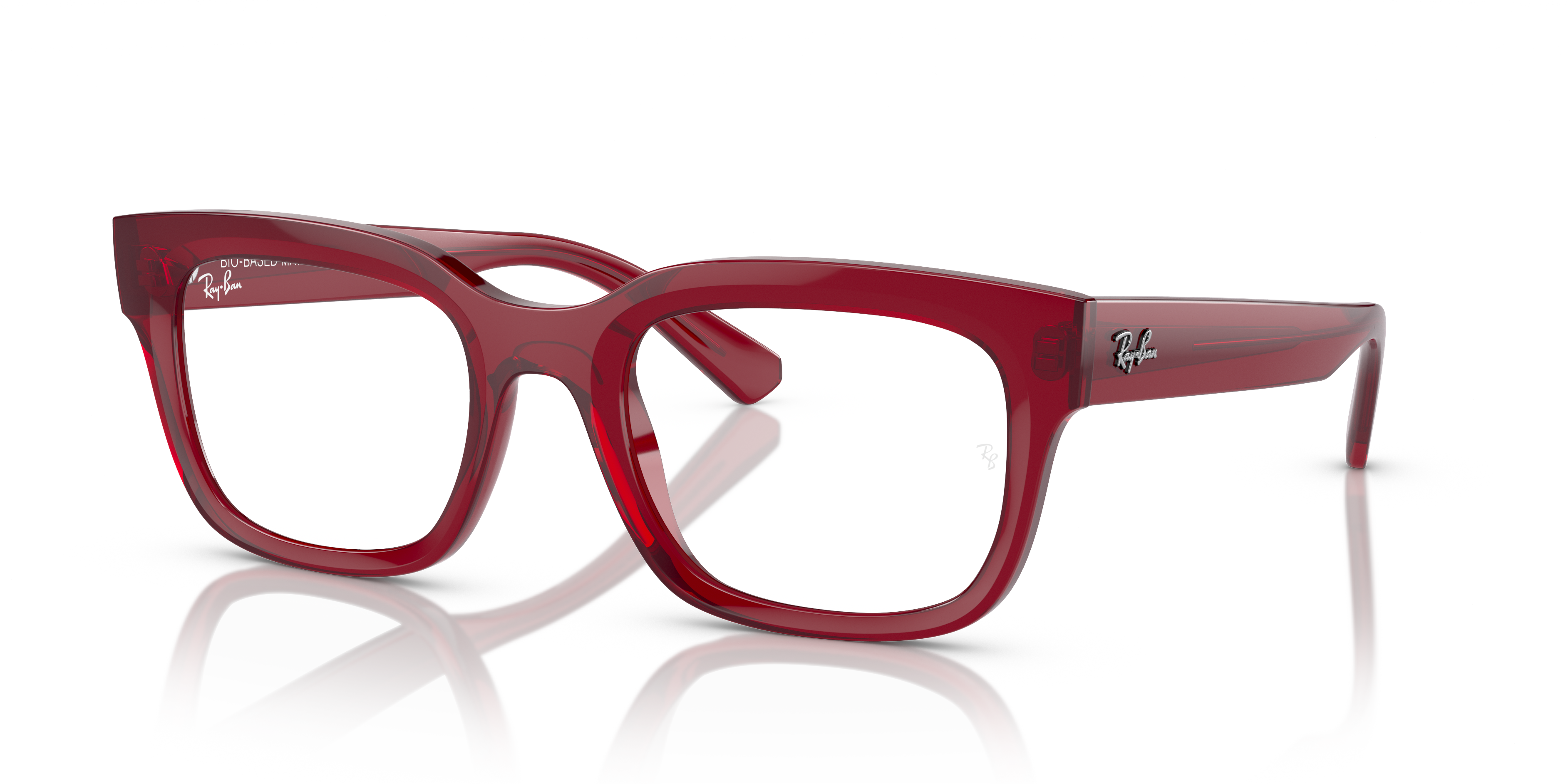 Chad Optics Bio-based Eyeglasses with Polished Transparent Red Frame ...