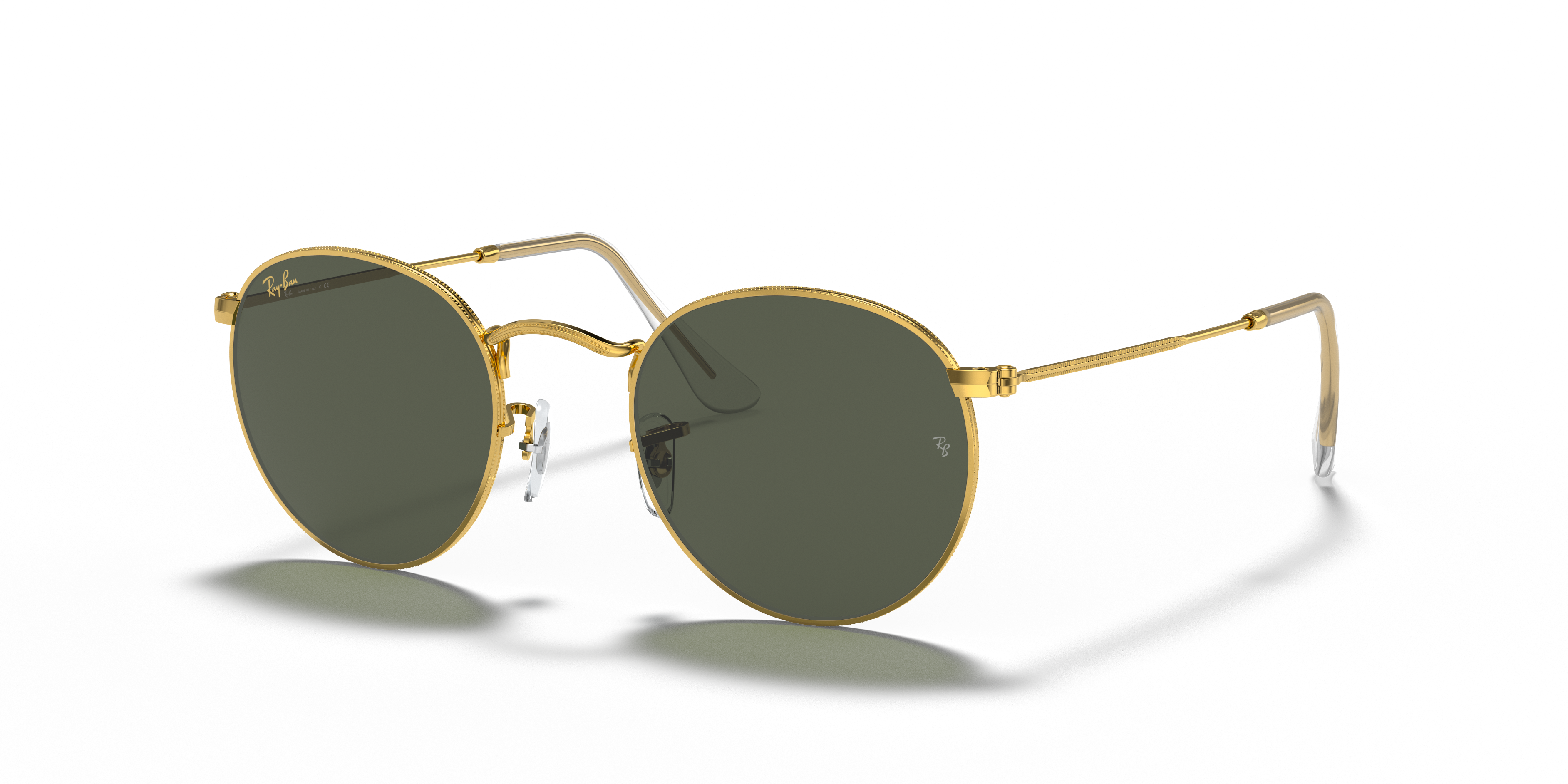 Les lunettes de soleil Round Metal Legend Gold en Poli Or et Vert G-15 ...