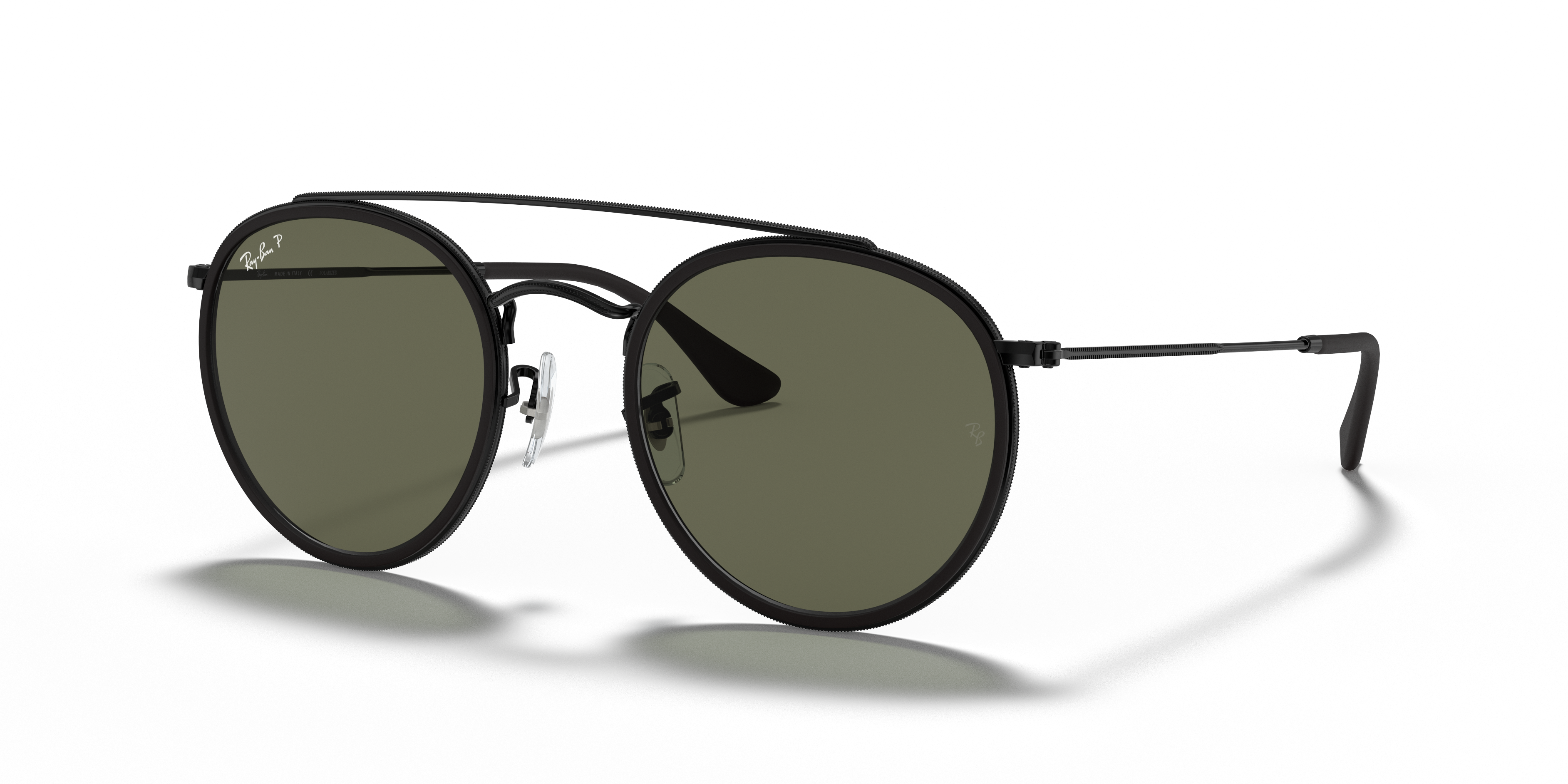 Round Double Bridge 搭 抛光 黑色 的 G-15 绿色偏光 (51-22) - RB3647N | Ray-Ban® 雷朋