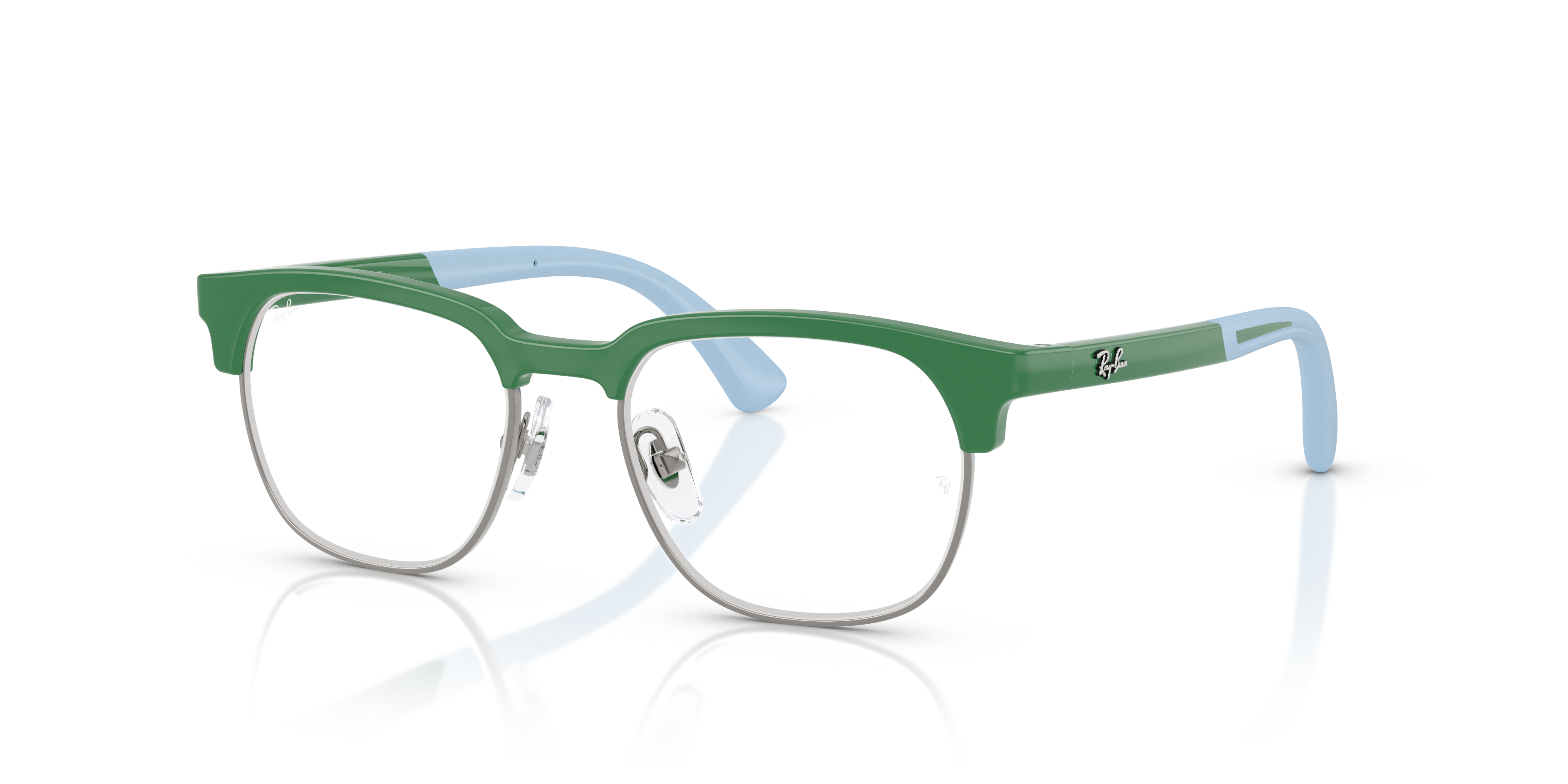 Rb1641 Optics Kids Bio-based Eyeglasses with Polished Green On Gunmetal ...