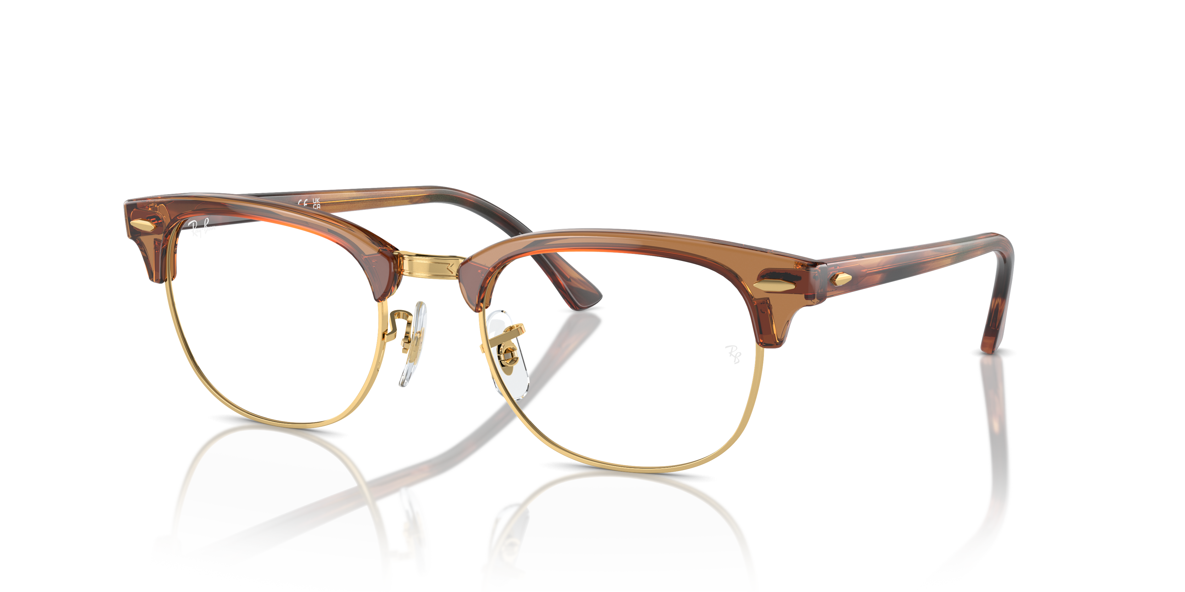 Clubmaster Optics Limited Eyeglasses with Transparent Brown On Gold ...