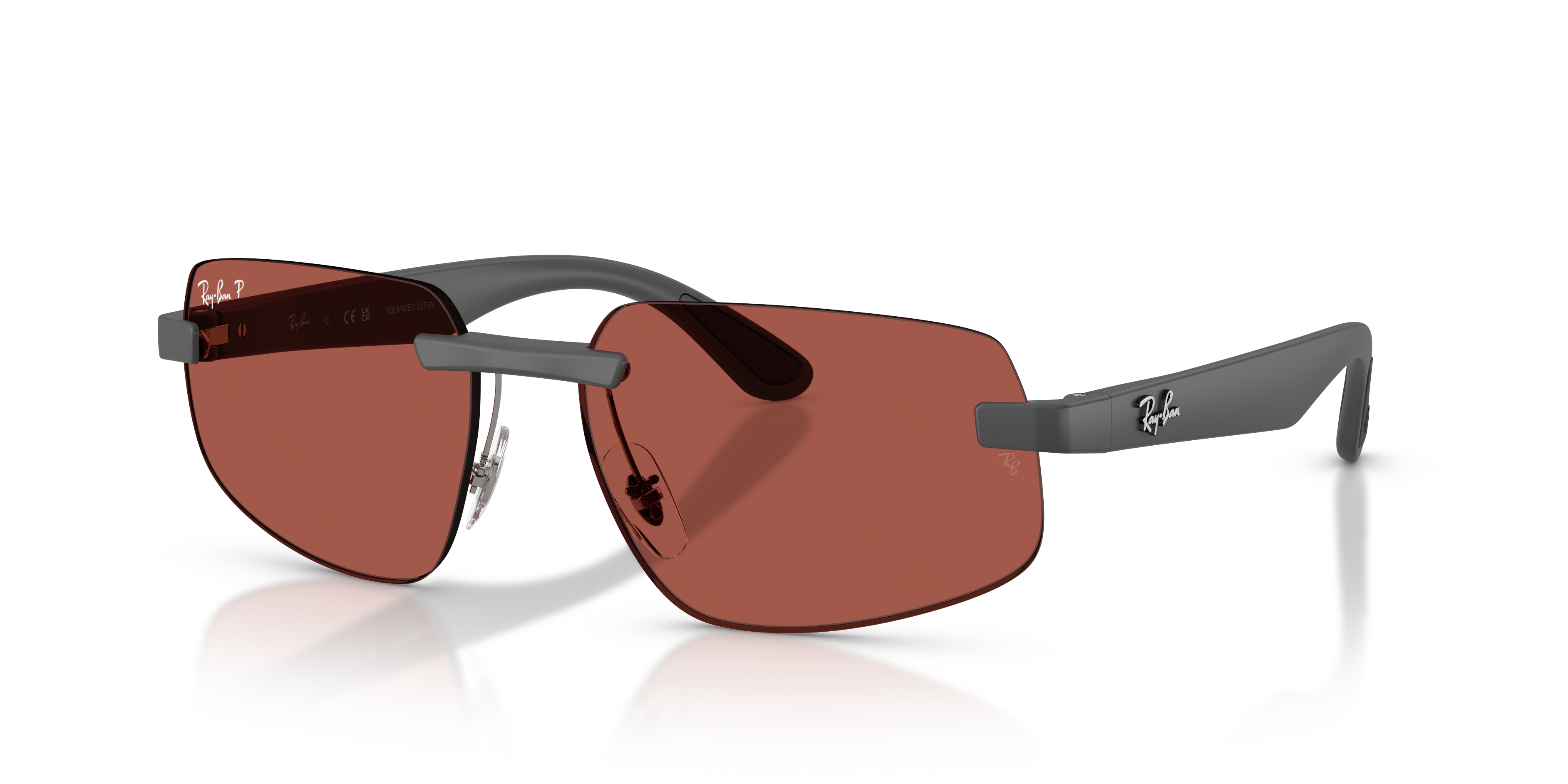Rb4475 Polarized Lenses Sunglasses in Matte Sand Grey and Polarized Red ...