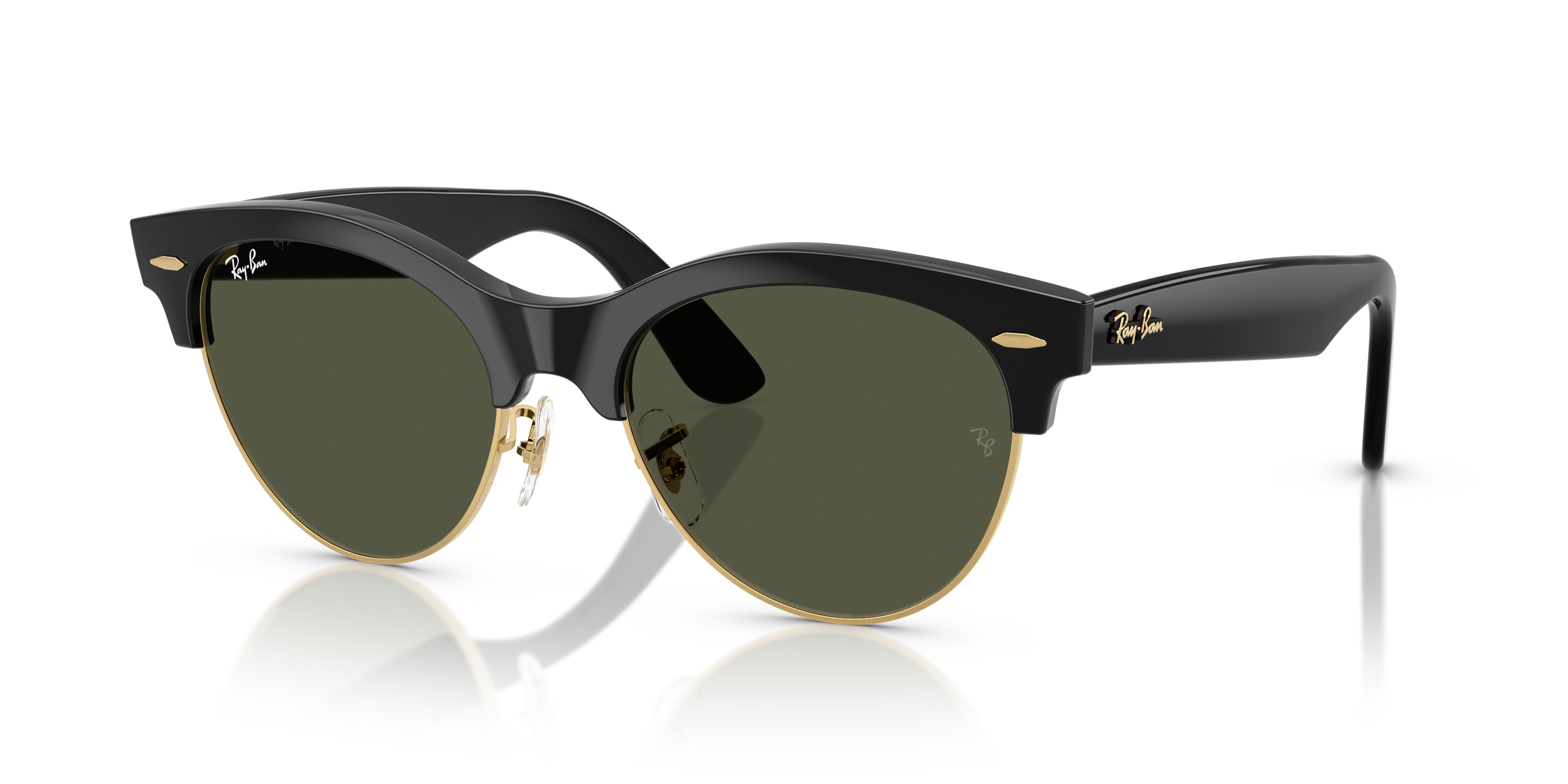 Clubmaster Way Sunglasses in Polished Black On Gold and Green (54-19 ...