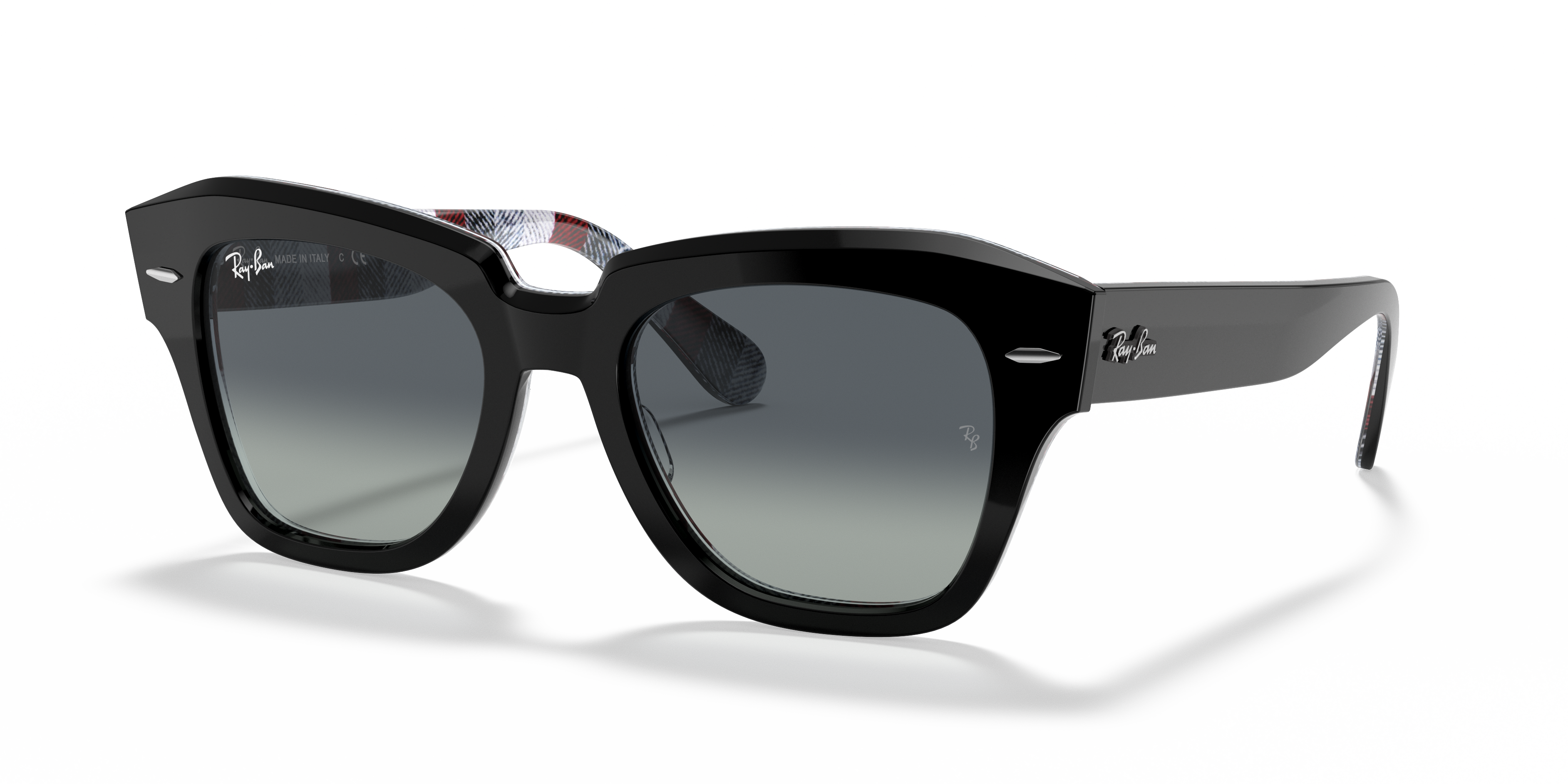 State Street Sunglasses in Polished Black and Light Grey Gradient ...