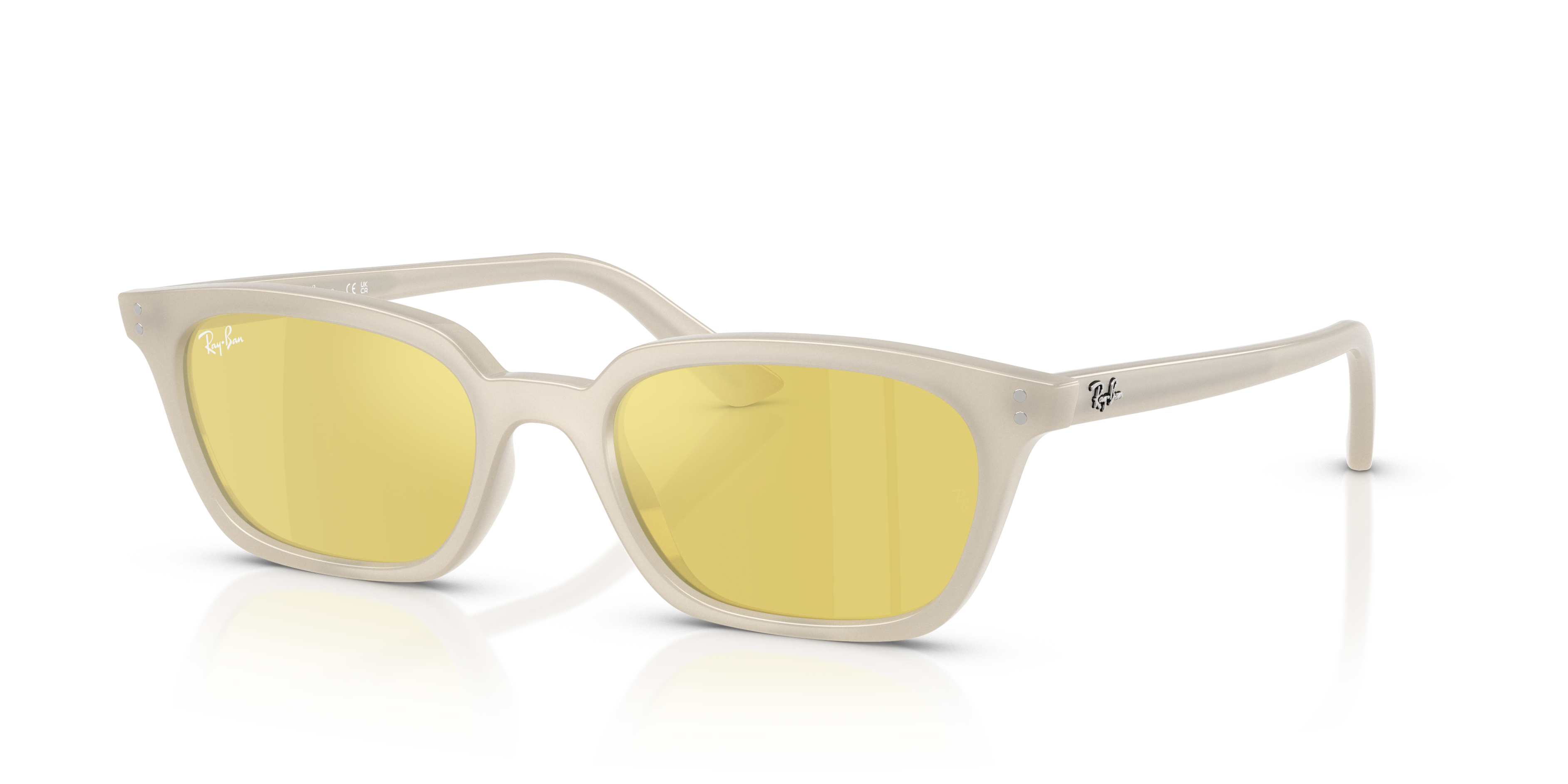 Les lunettes de soleil Zaya Bio-based en Blanc Cloudy Warm et Jaune Or ...