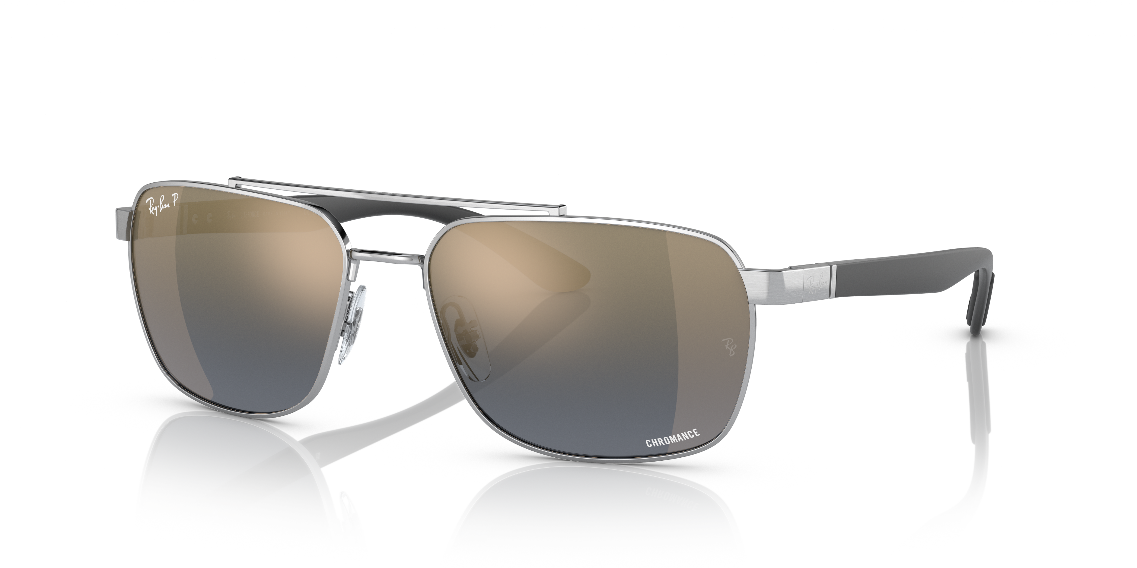 Rb3701 Polarized+ Lenses Sunglasses in Polished Silver and Blue & Gold ...