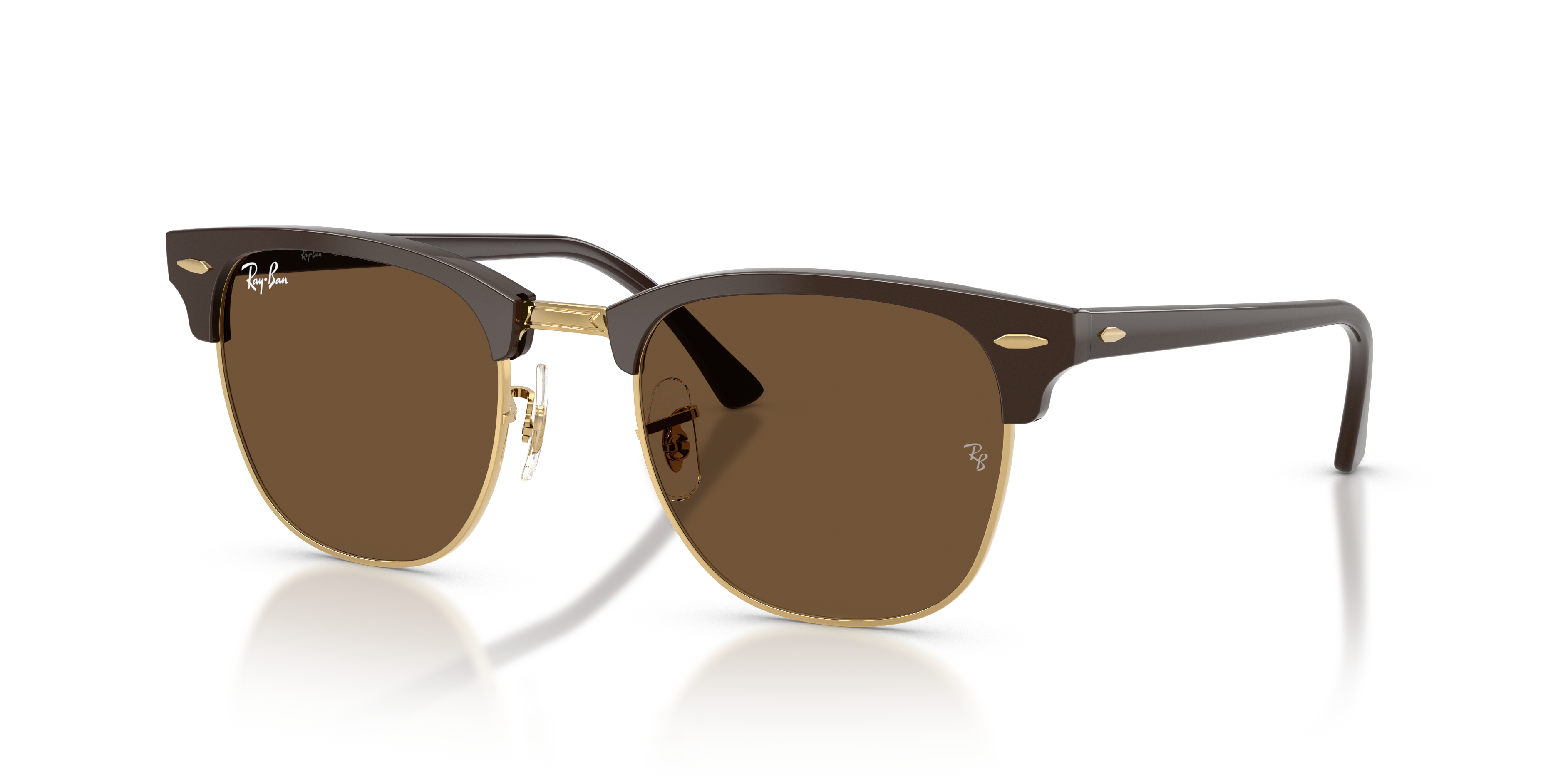 Clubmaster Classic Sunglasses in Polished Brown & Gold and Dark Brown ...