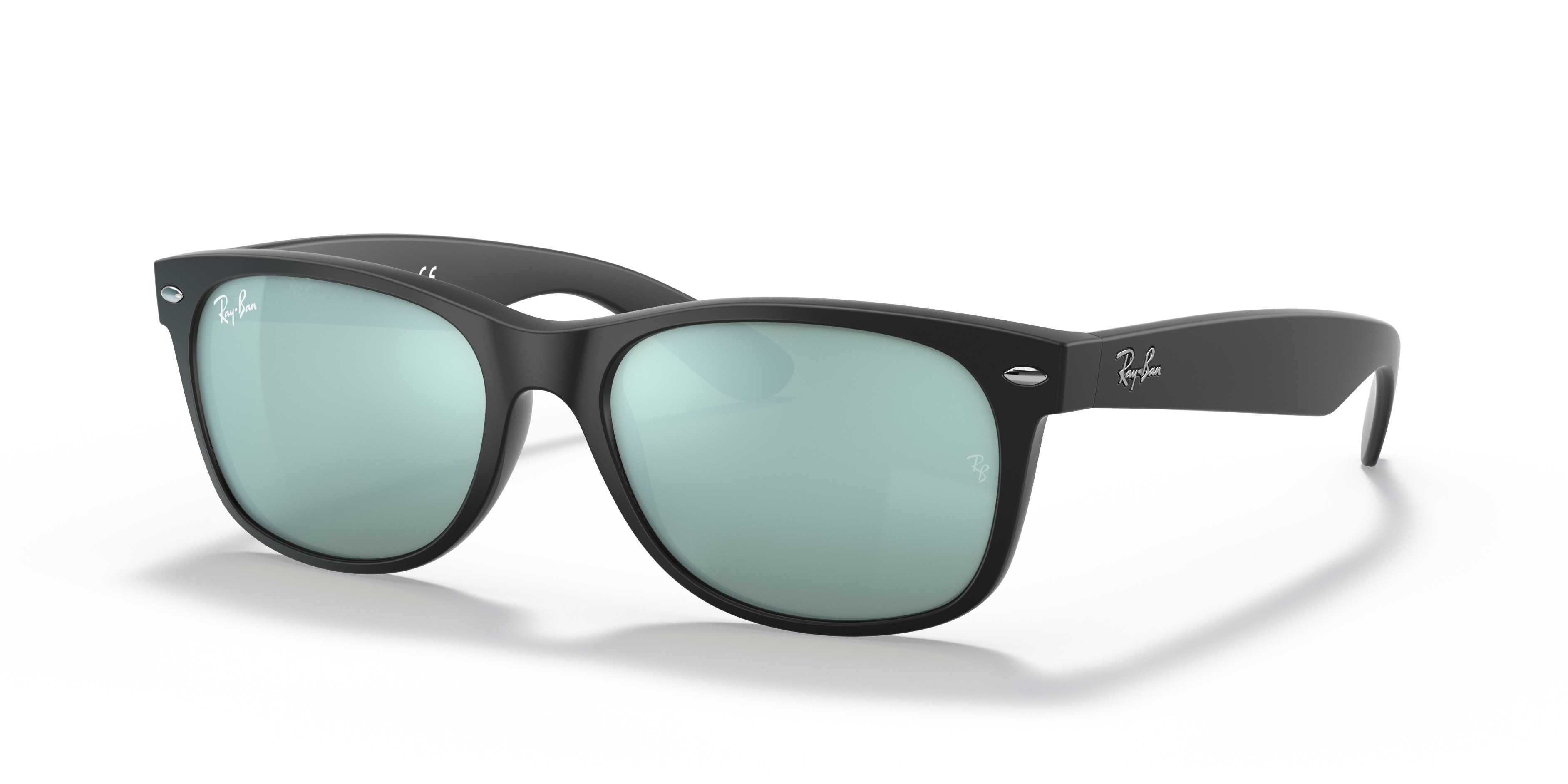 New Wayfarer Flash Sunglasses in Rubber Black and Silver Flash - RB2132 ...