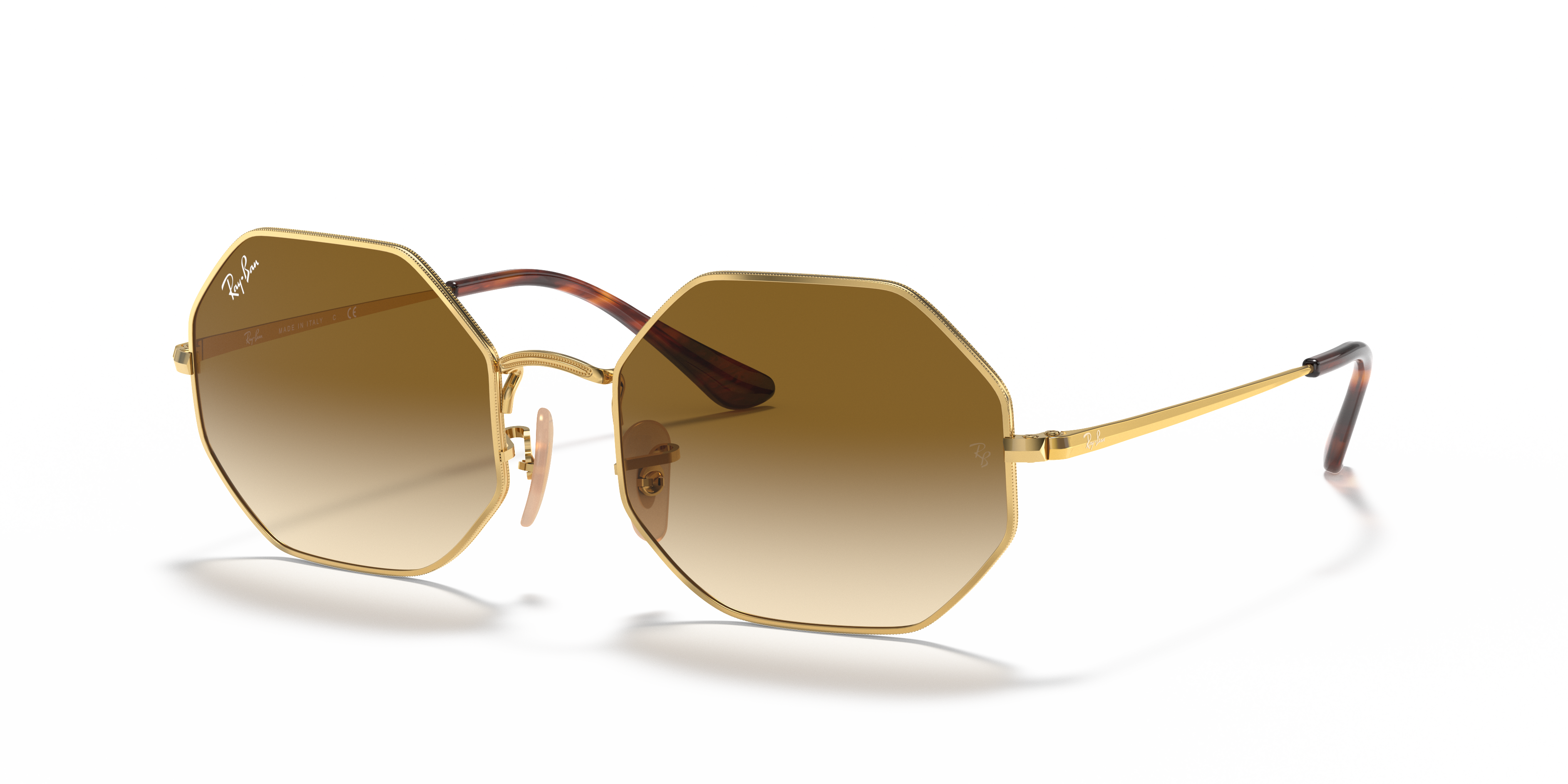Octagon 1972 Sunglasses in Polished Arista Gold and Light Brown ...