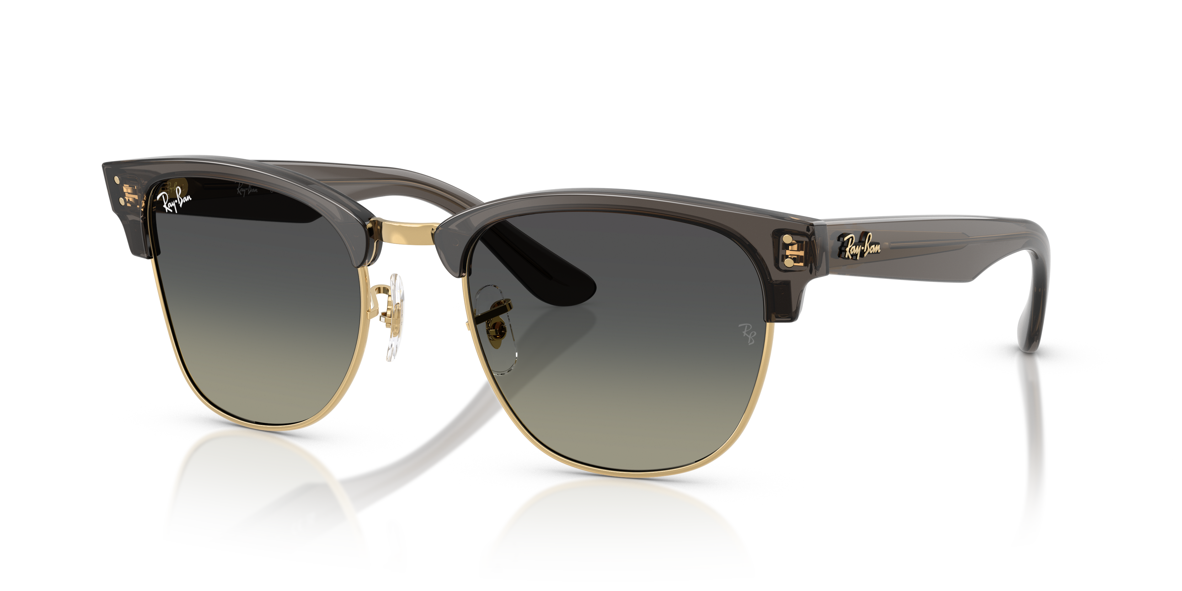 Clubmaster Reverse Sunglasses in Transparent Dark Grey On Gold and Grey ...