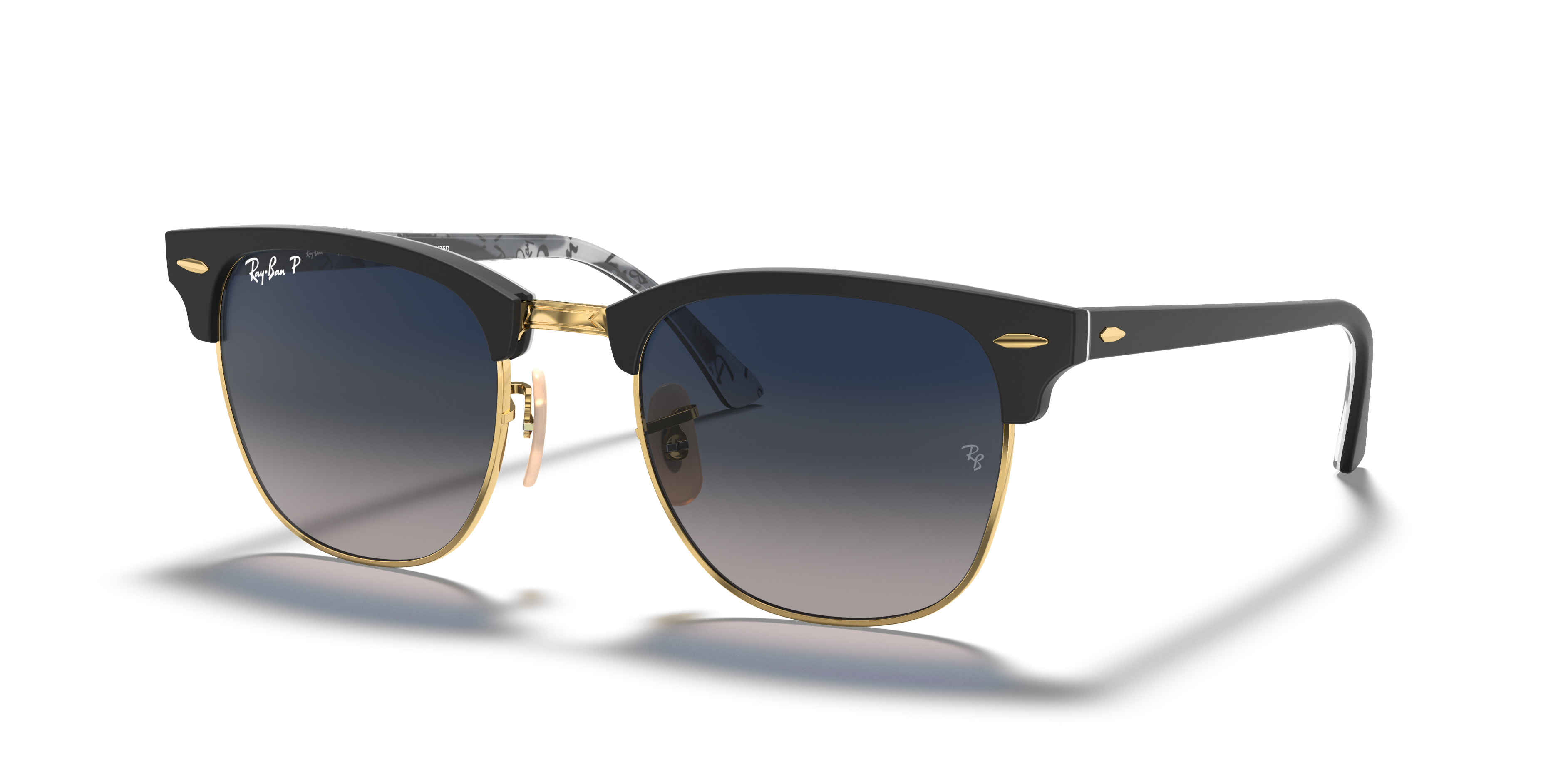 Clubmaster @collection 搭 黑色 的 蓝色／灰色渐变偏光镜片 - RB3016 | Ray-Ban® 雷朋