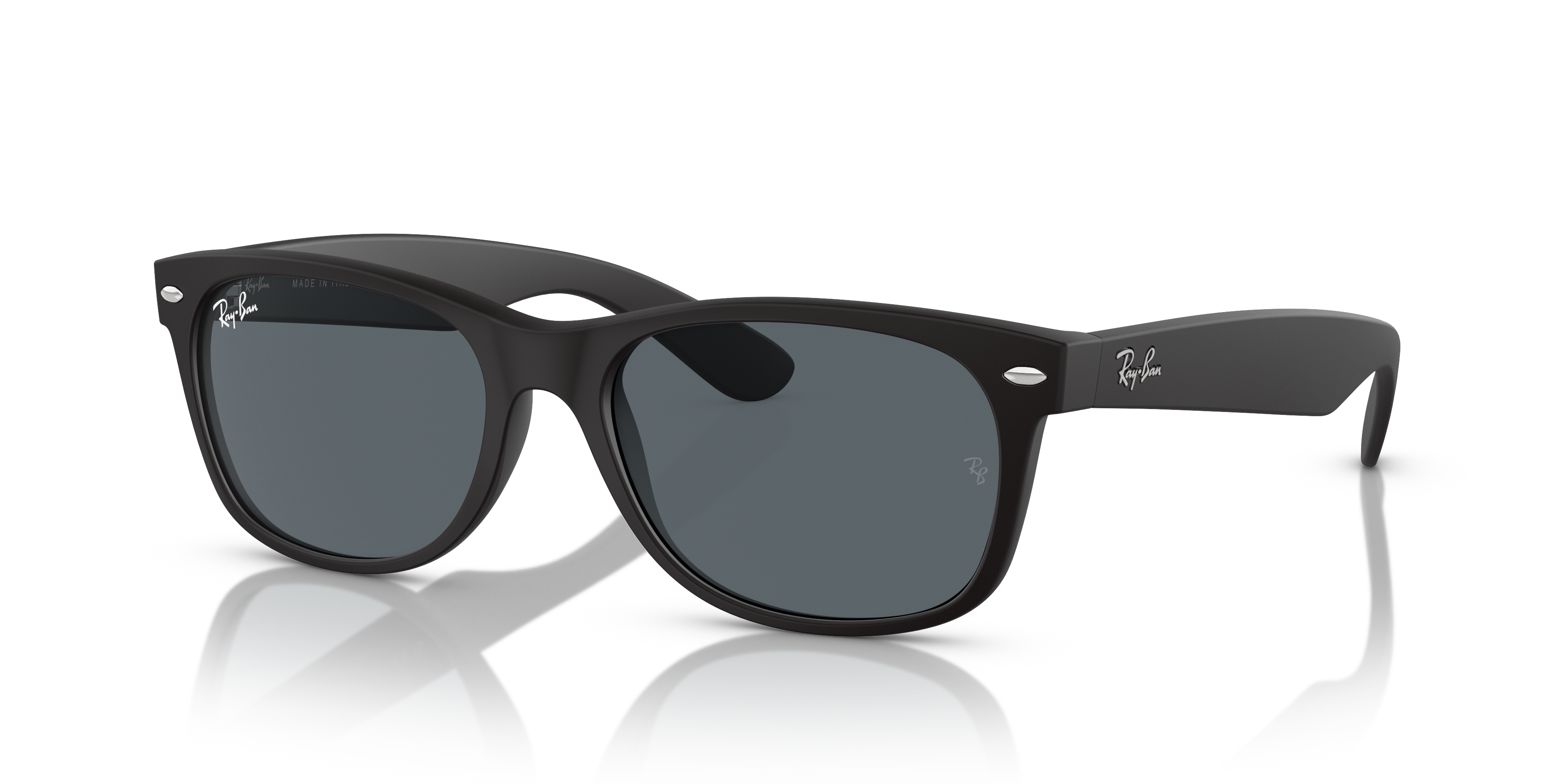 【レイバン公式ストア】 Ray-Ban® New Wayfarer Classic サングラス | マット ラバーブラック X ブルー (55 ...