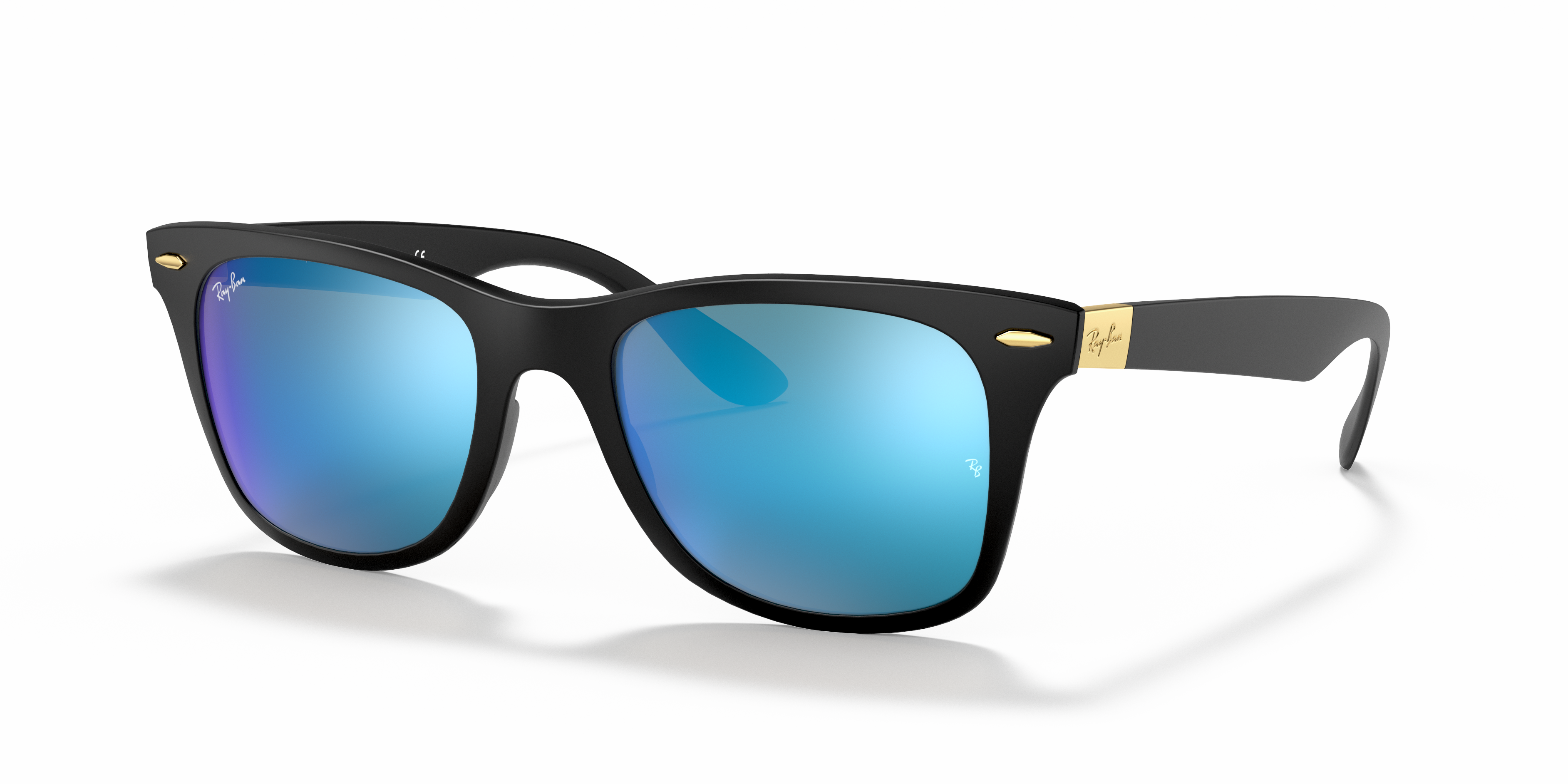Wayfarer Liteforce Sunglasses in Black and Blue Mirror - RB4195 | Ray ...