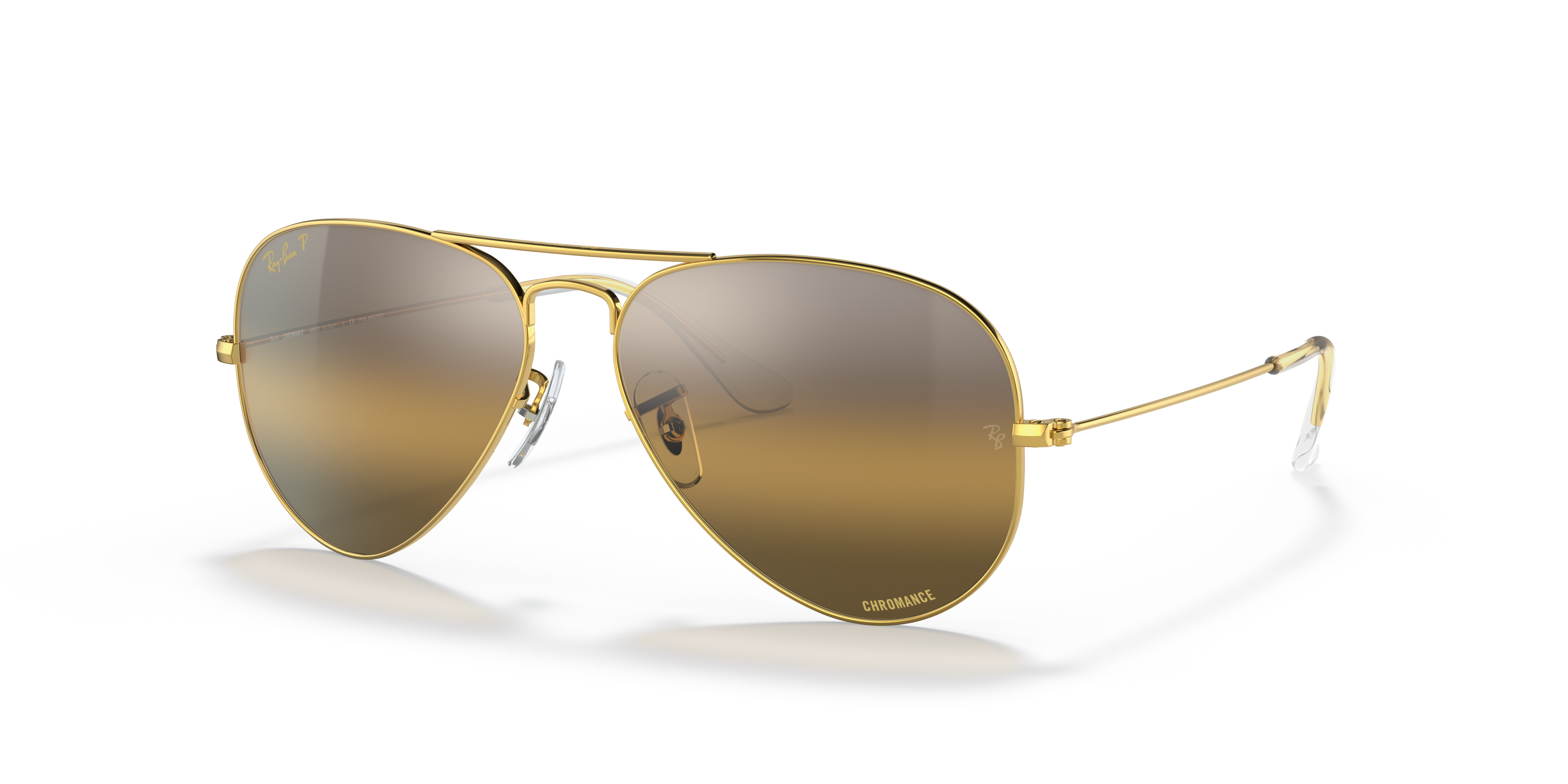 Aviator Chromance Sunglasses in Gold and Silver/Brown - RB3025 | Ray ...