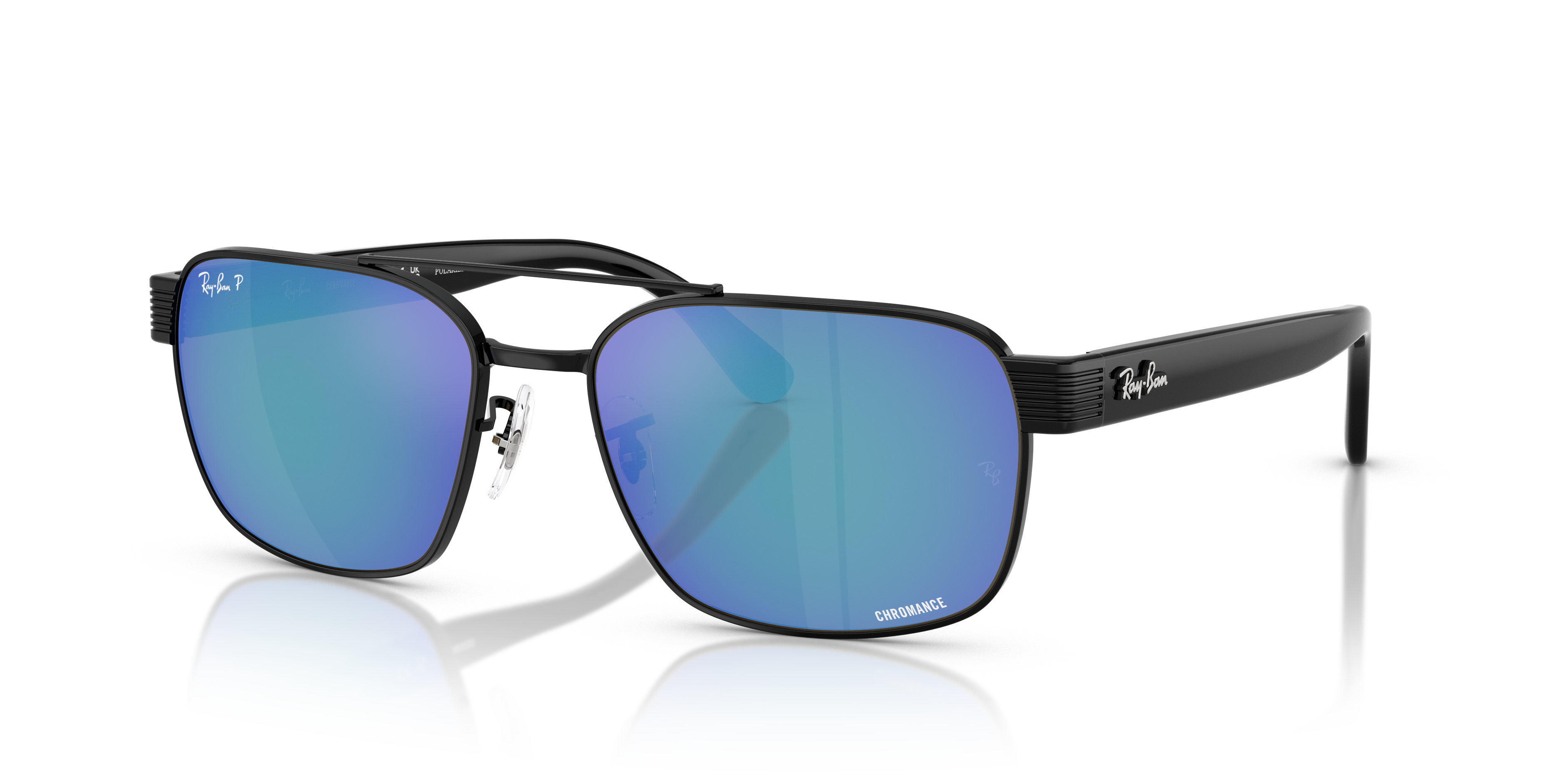 Rb3751ch Chromance Sunglasses in Black and Polar Grey Mirror Blue ...