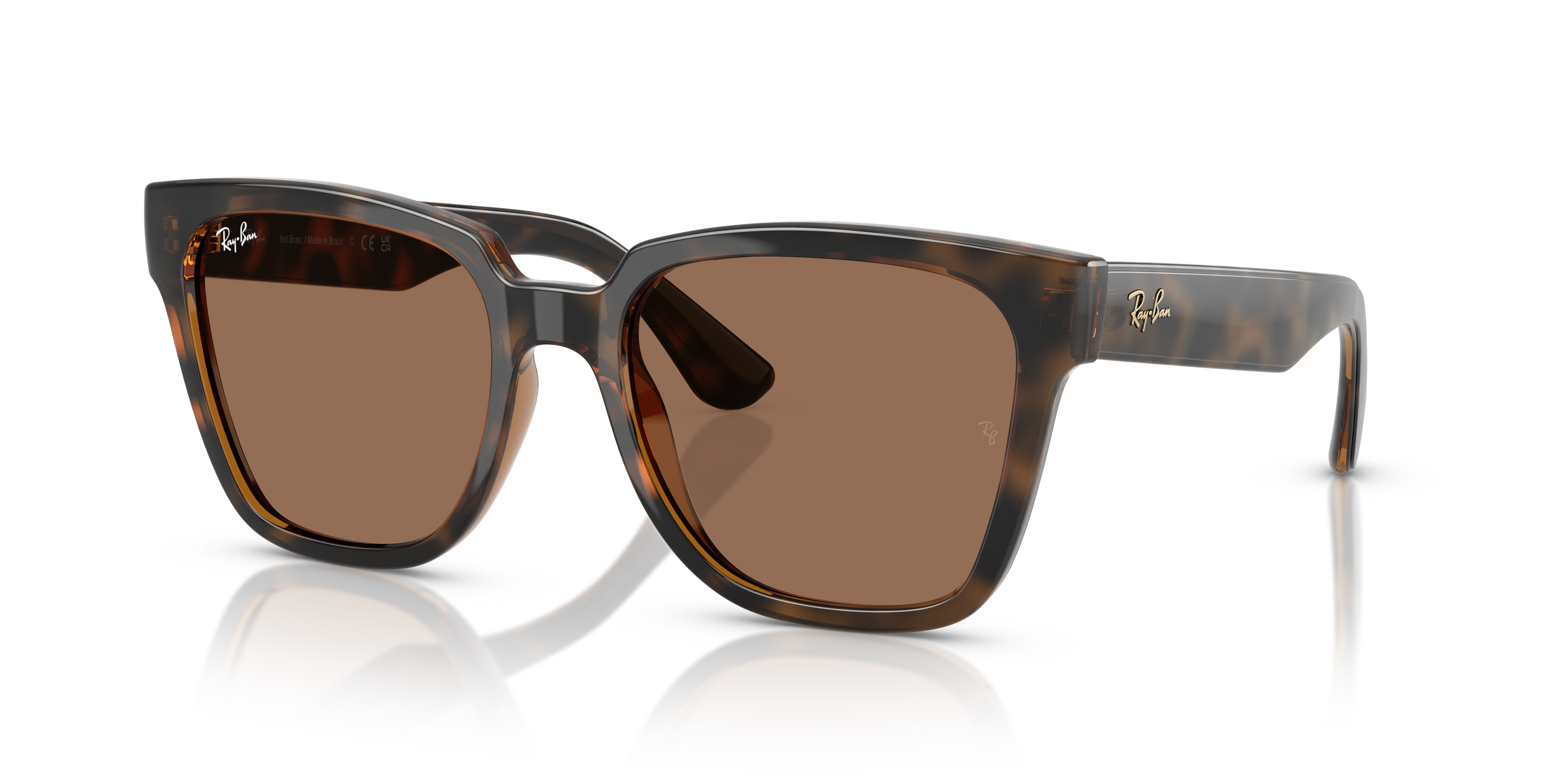 Óculos de Sol Rb4437l em Havana-escuro e Marrom total - RB4437L | Ray ...