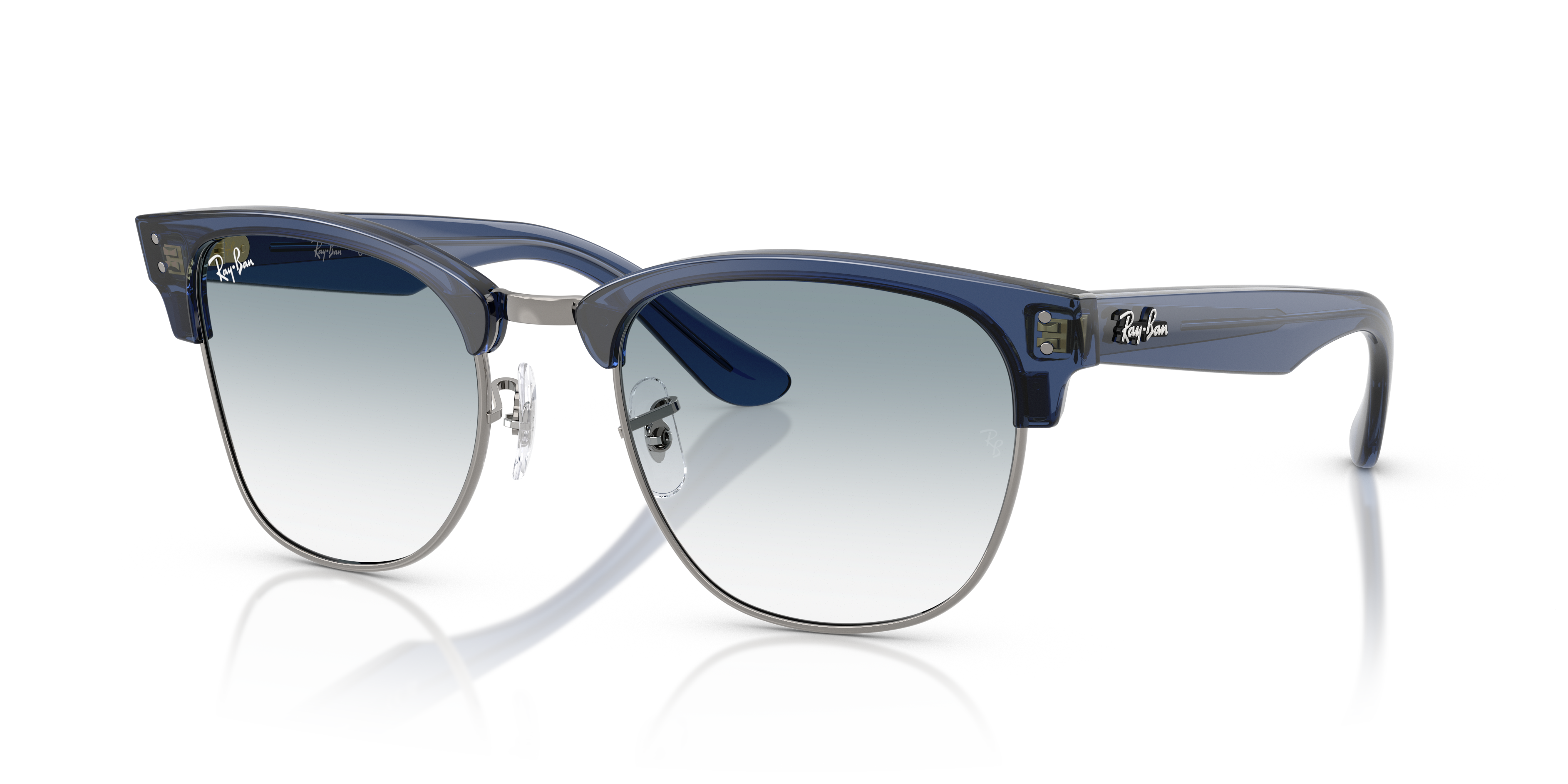 Clubmaster Reverse Sunglasses in Transparent Navy Blue On Gunmetal and ...