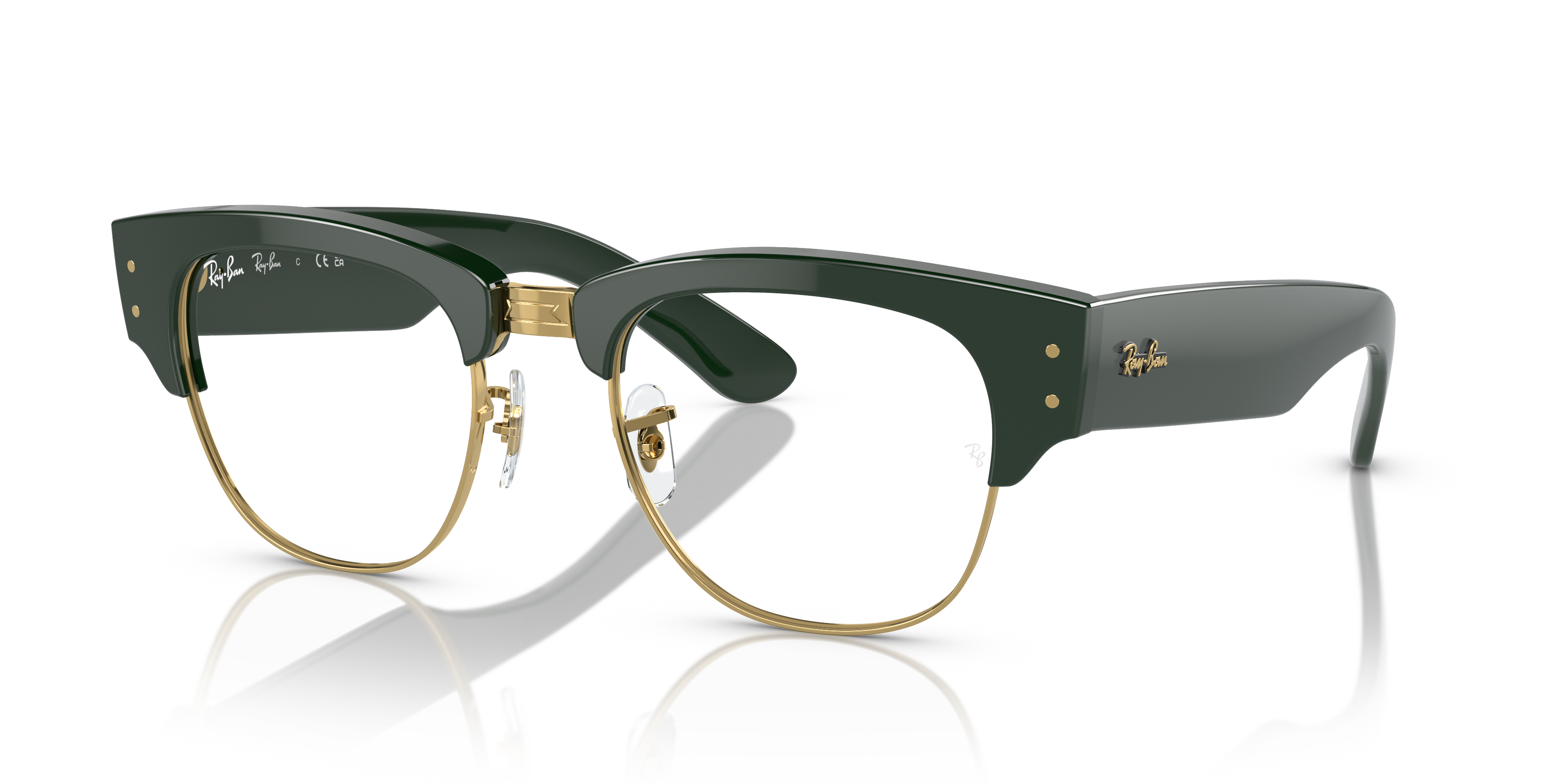 Mega Clubmaster Optics Eyeglasses with Green On Gold Frame - RB0316V ...