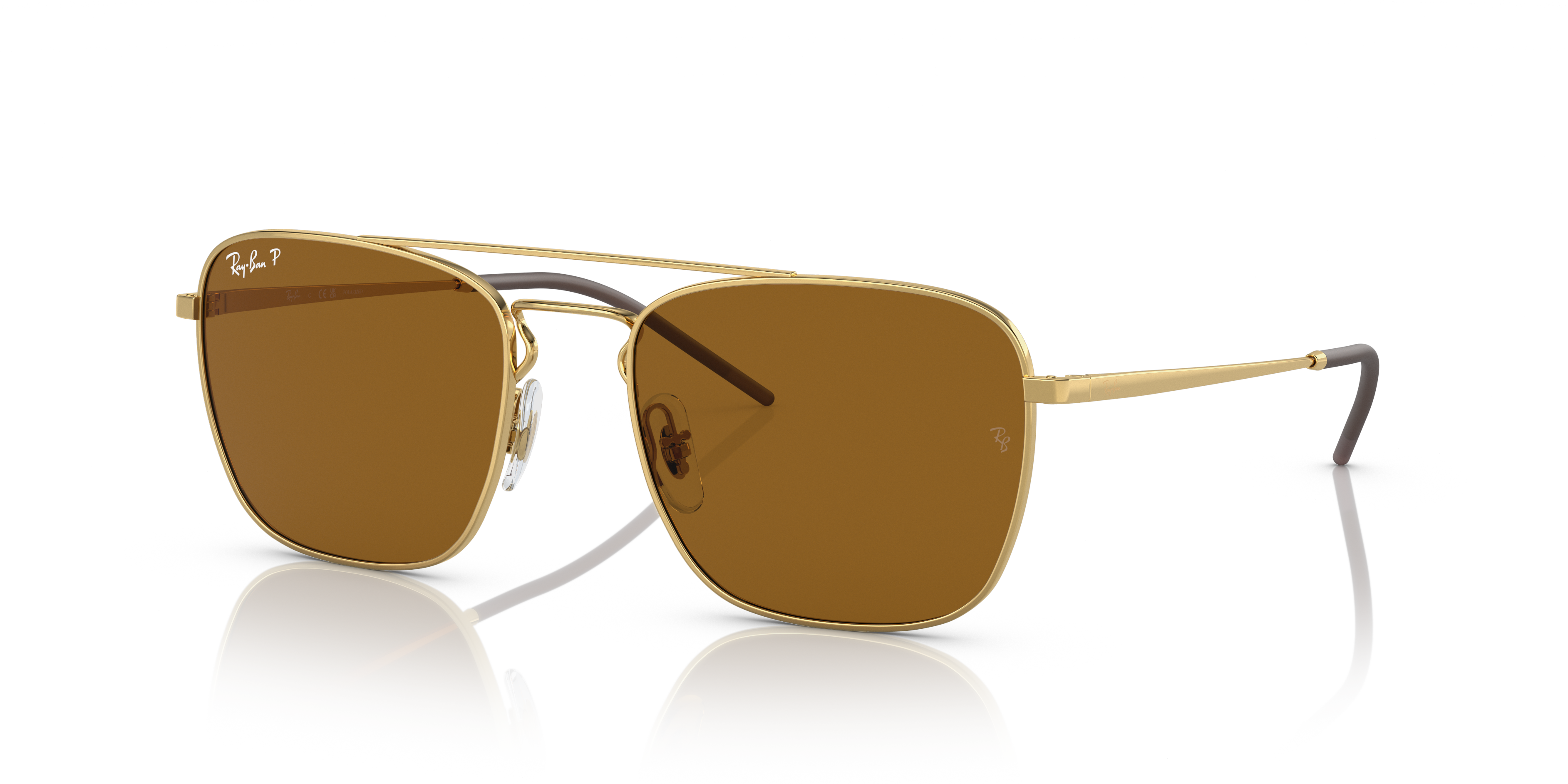 Rb3588 Sunglasses in Polished Arista Gold and Dark Brown Polarized (55 ...