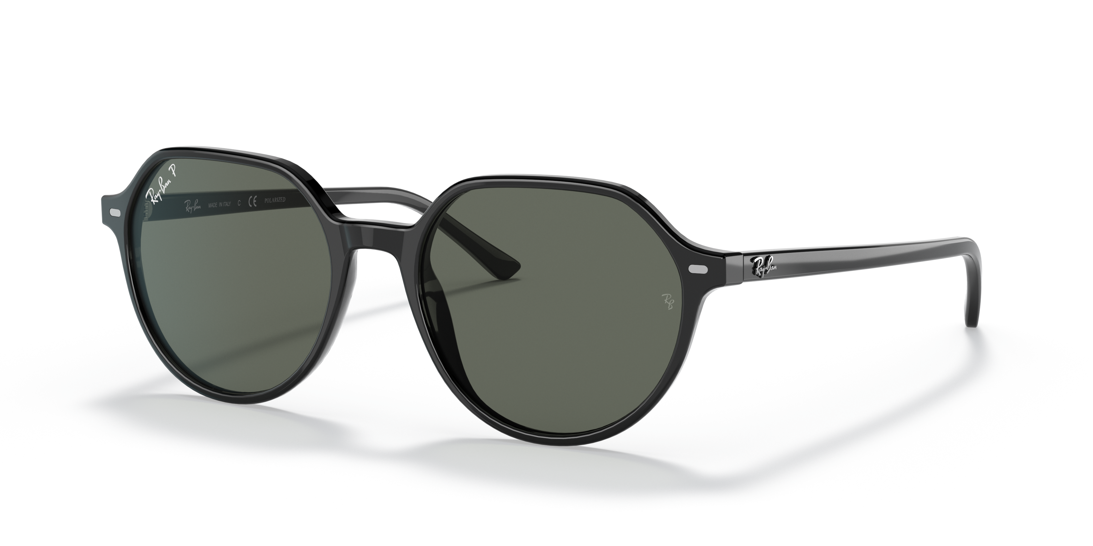 Thalia Sunglasses in Polished Black and G-15 Green Polarized - RB2195 ...