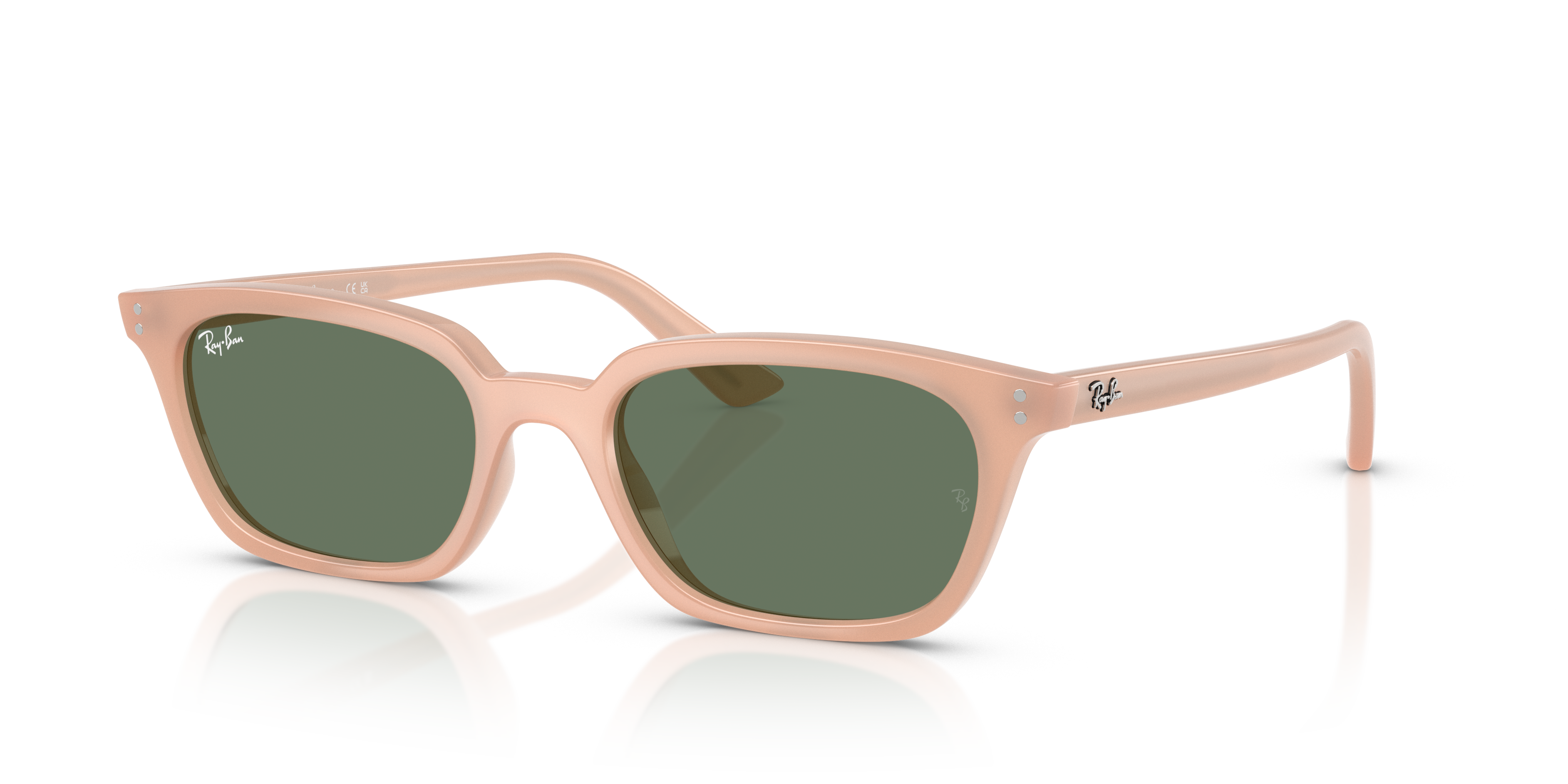 Zaya Bio-based Sunglasses in Cloudy Natural Pink and Dark Green ...