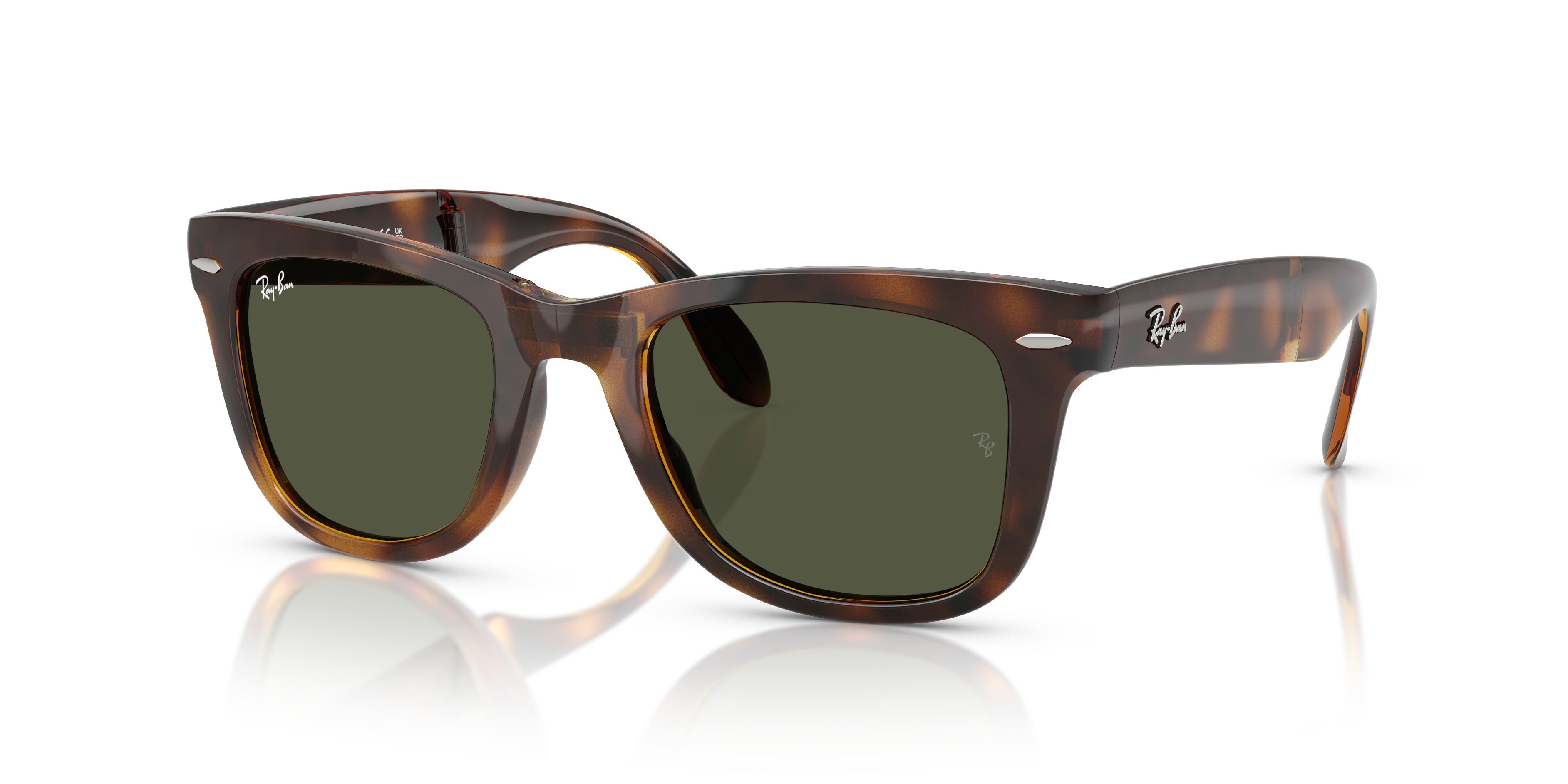 Wayfarer Folding Classic Sunglasses in Havana and Green - RB4105 | Ray ...
