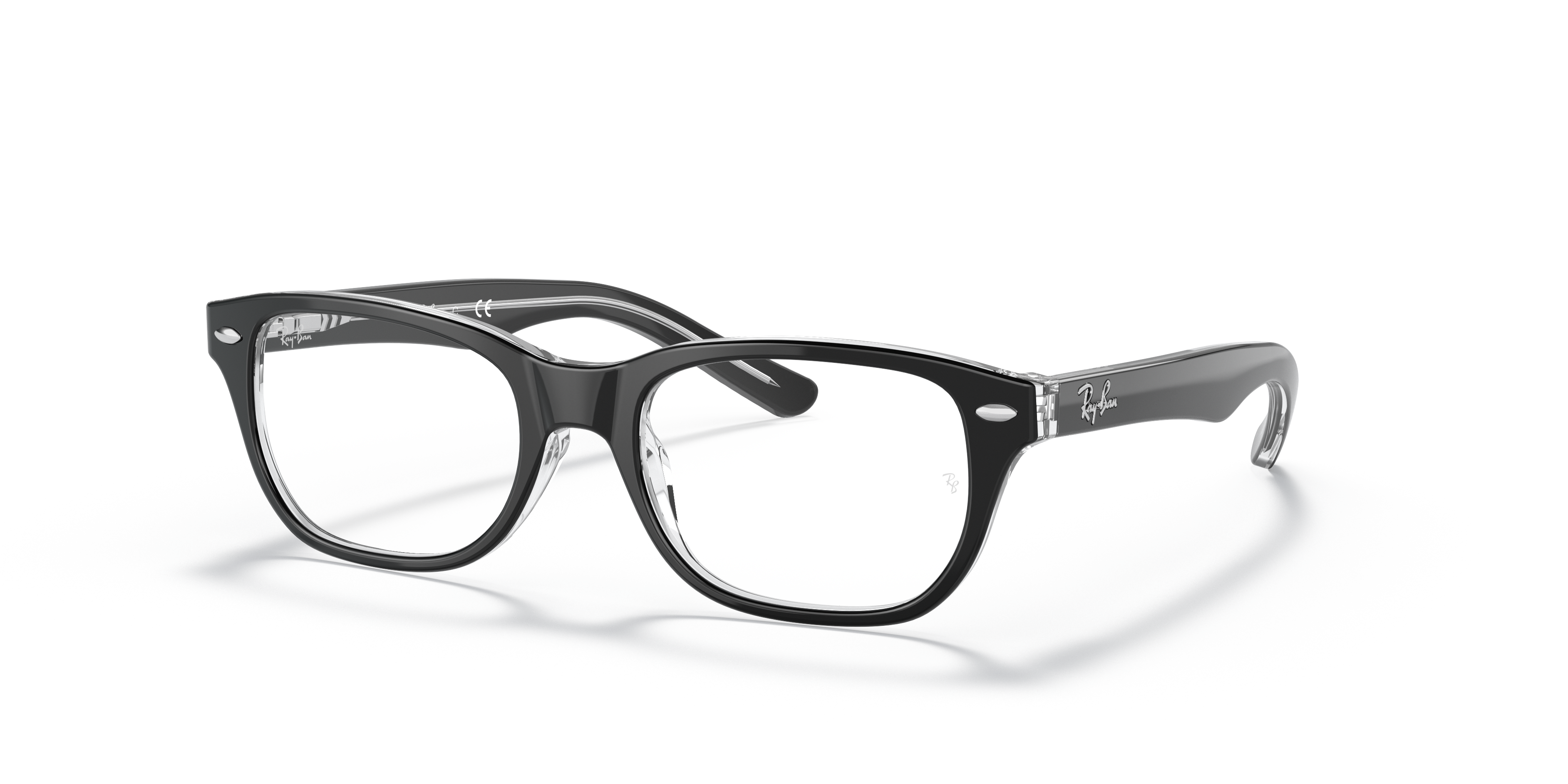 Rb1555 Optics Kids Eyeglasses with Polished Black On Transparent Frame ...