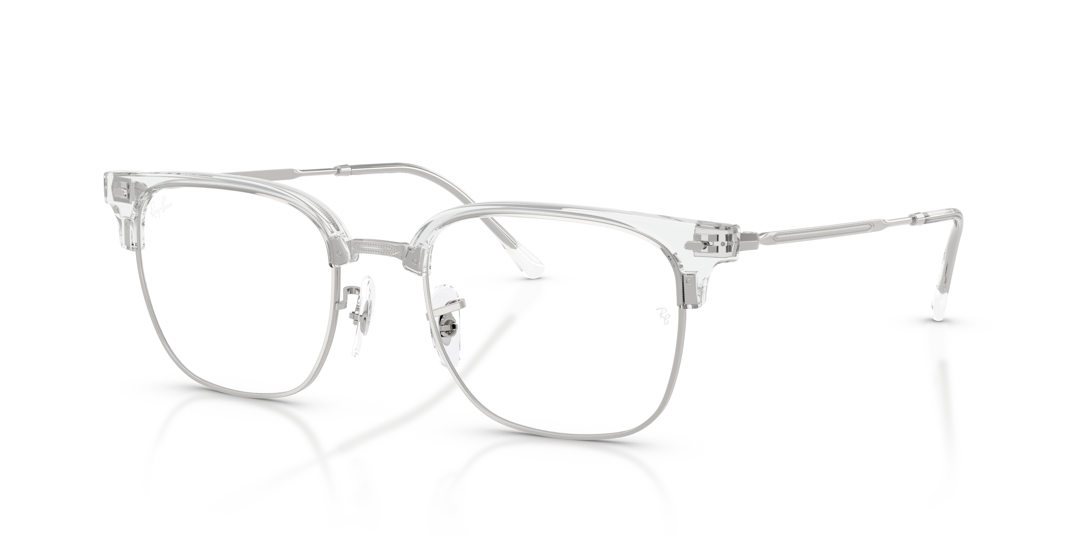 New Clubmaster Optics Eyeglasses with Transparent On Silver Frame ...