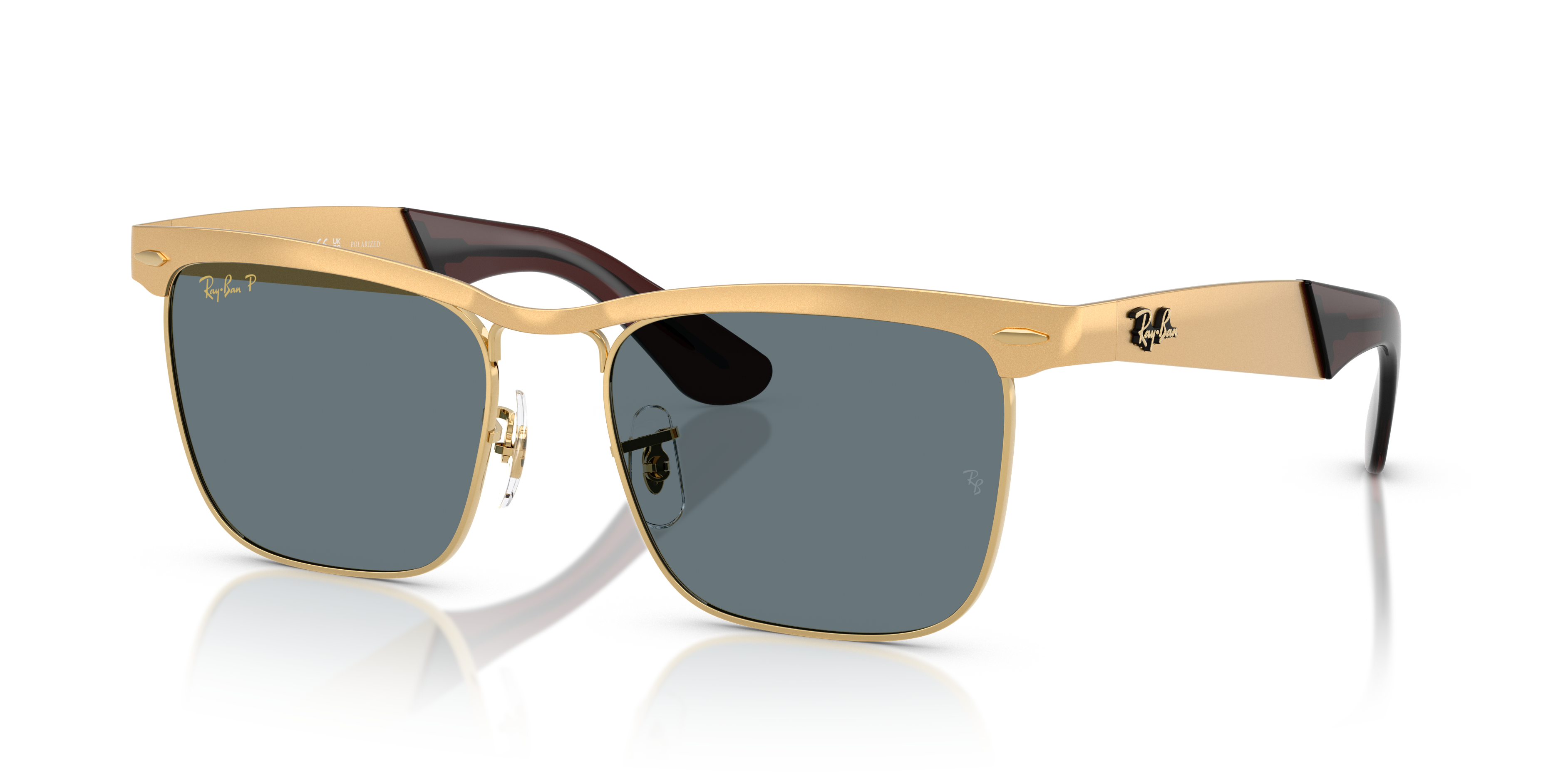 Wayfarer Deluxe Sunglasses in Sandblasted Legend Gold and Dark Blue ...