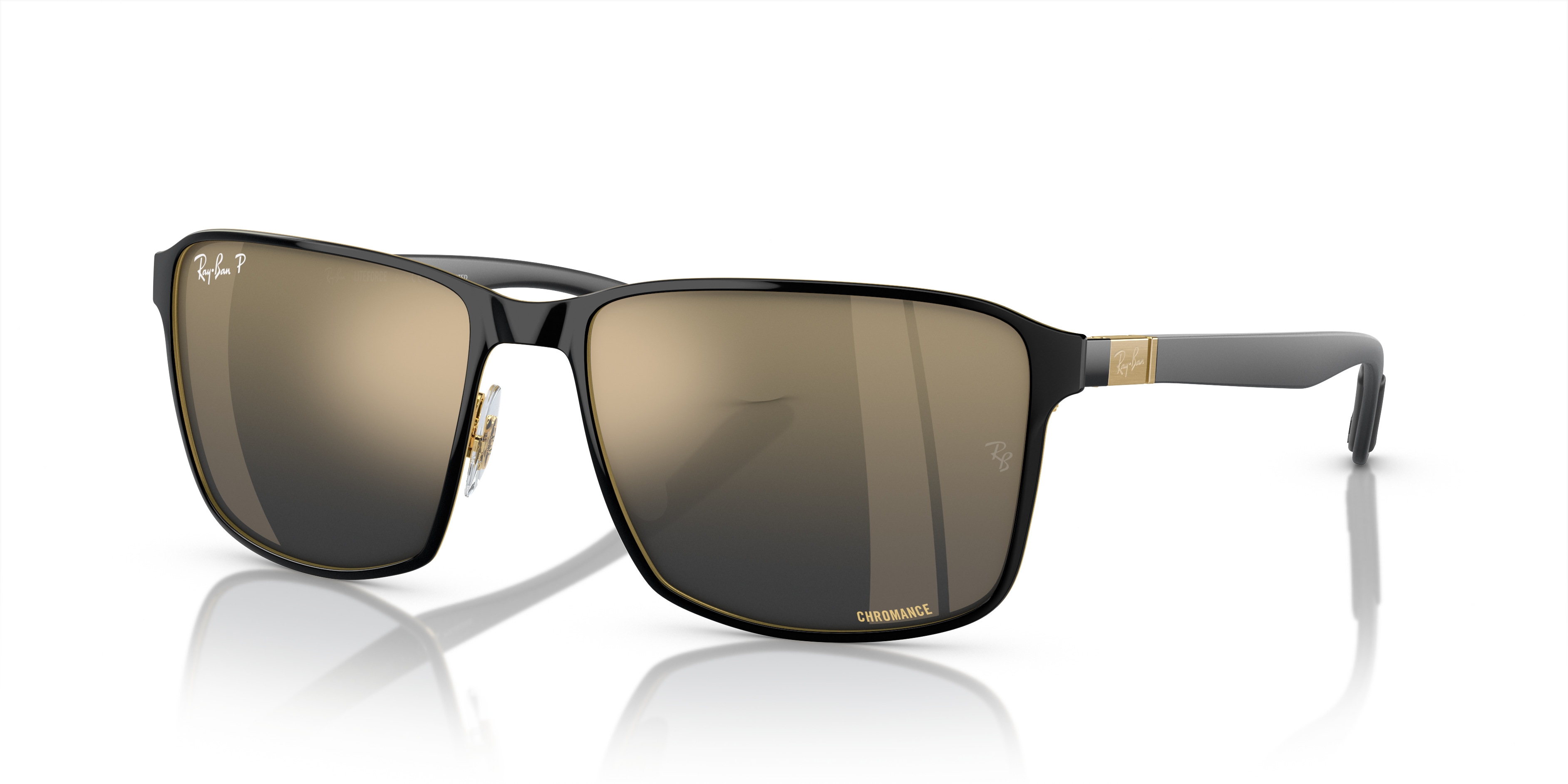 【レイバン公式ストア】 Ray-Ban® Rb3721ch Chromance サングラス | ゴールド上にブラック X ブルー/ゴールド ...