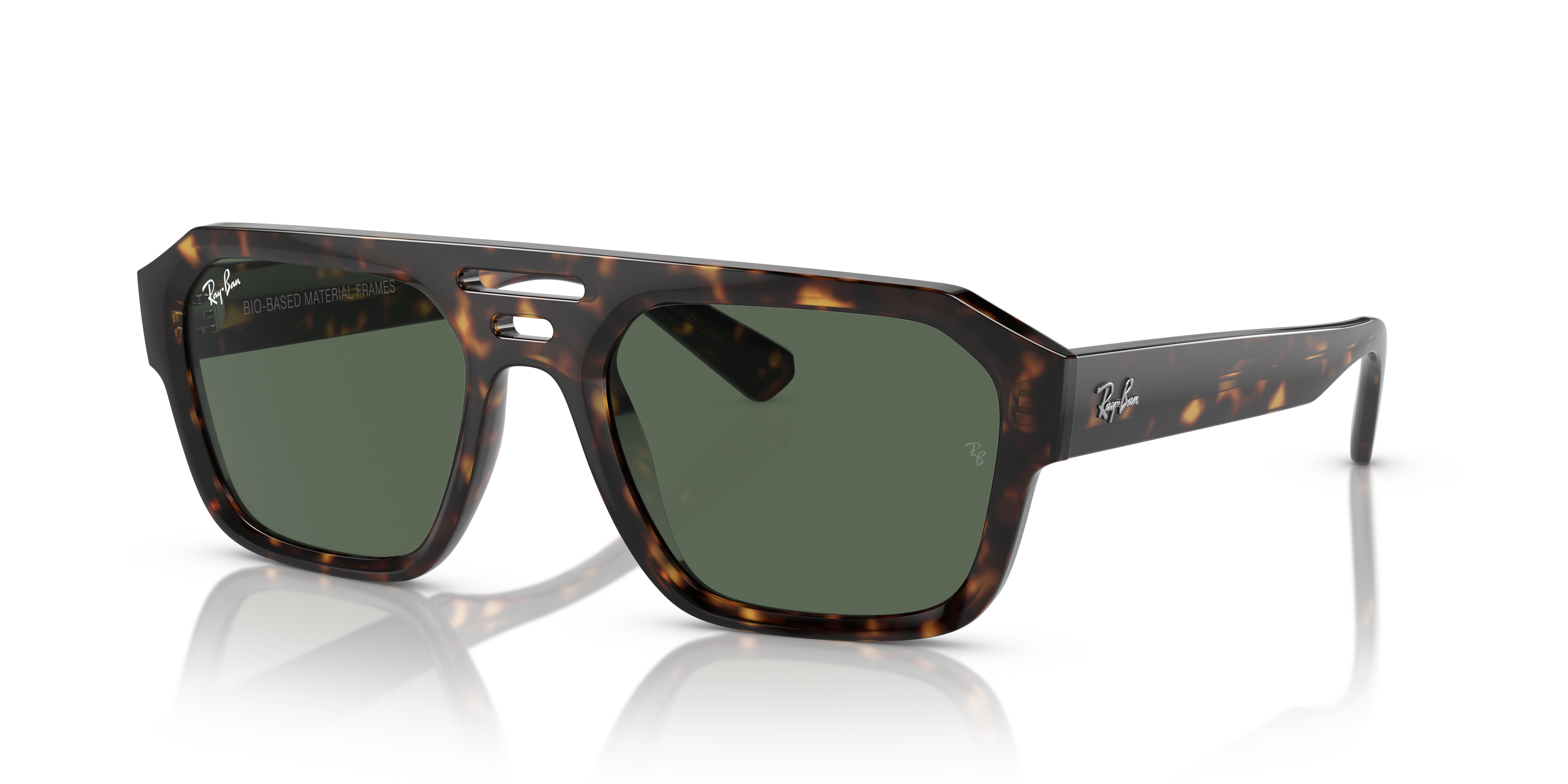 Corrigan Bio-based Sunglasses in Havana and Dark Green - RB4397 | Ray ...